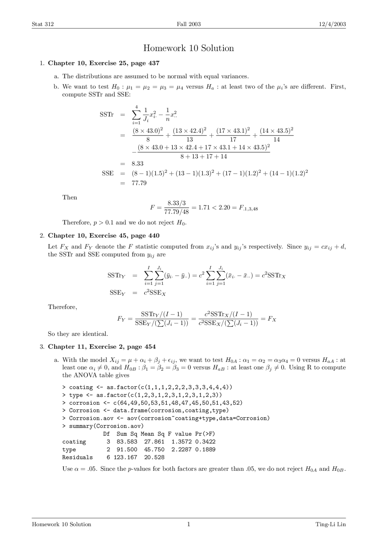Introduction To Discrete Mathematics Homework 10 Solutions Stat 312 Docsity