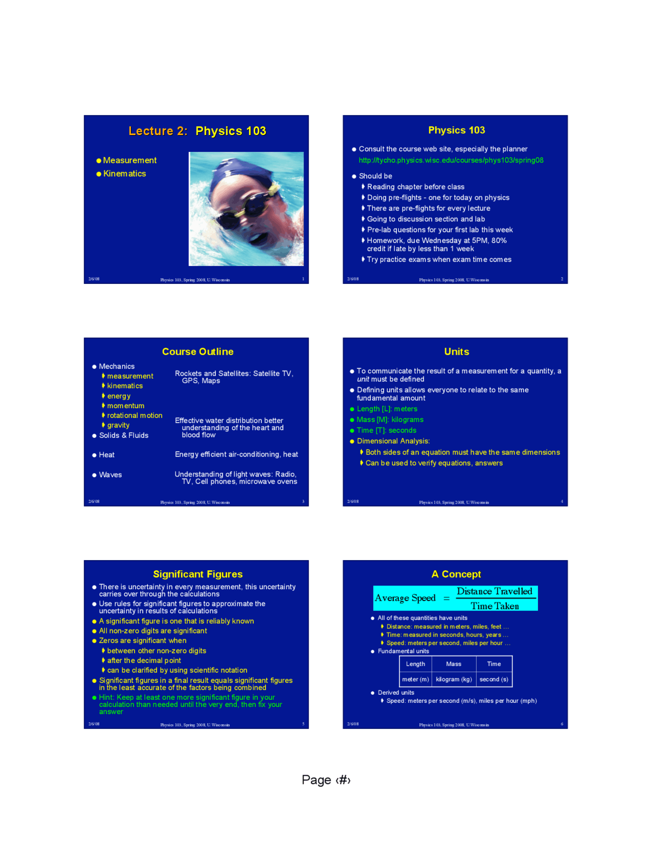 Measurement And Kinematics Lecture Slides Physics 103 Docsity