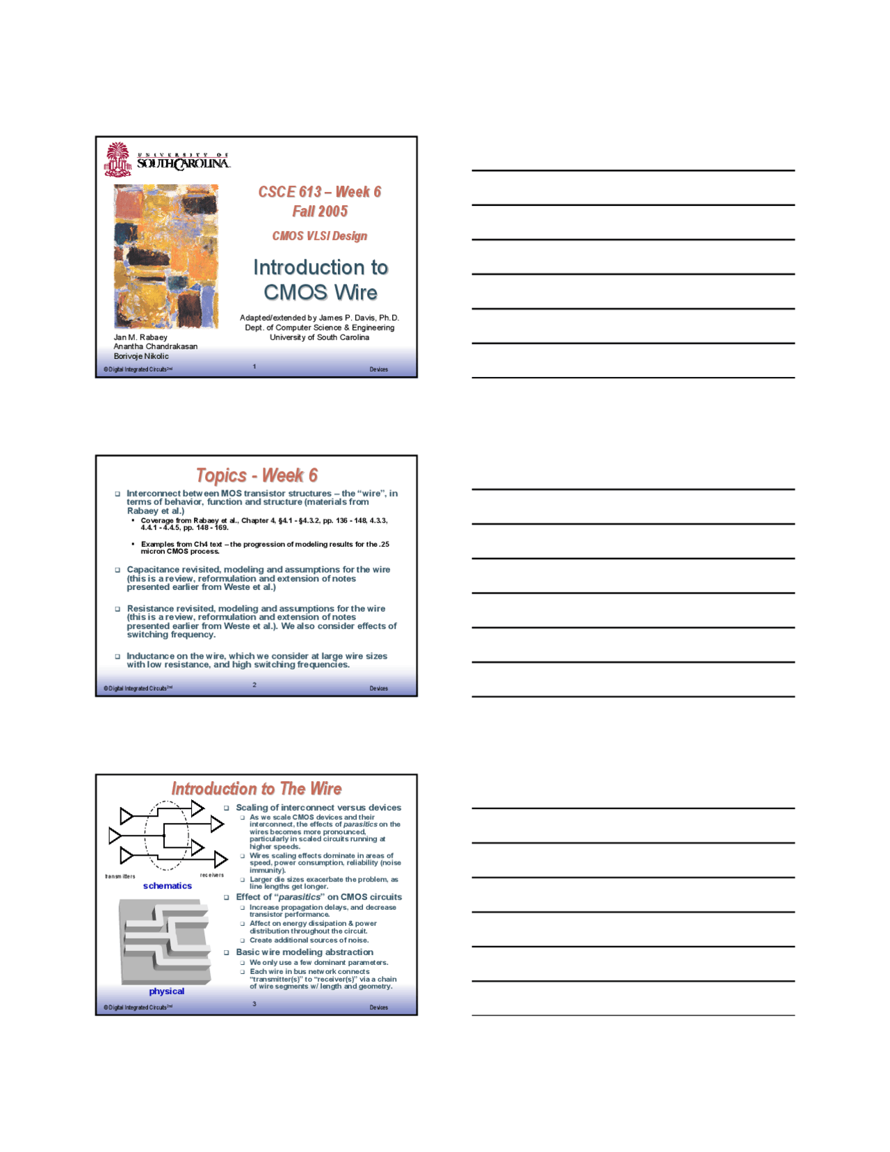 Introduction to CMOS Wire - Lecture Slides | CSCE 613 - Docsity