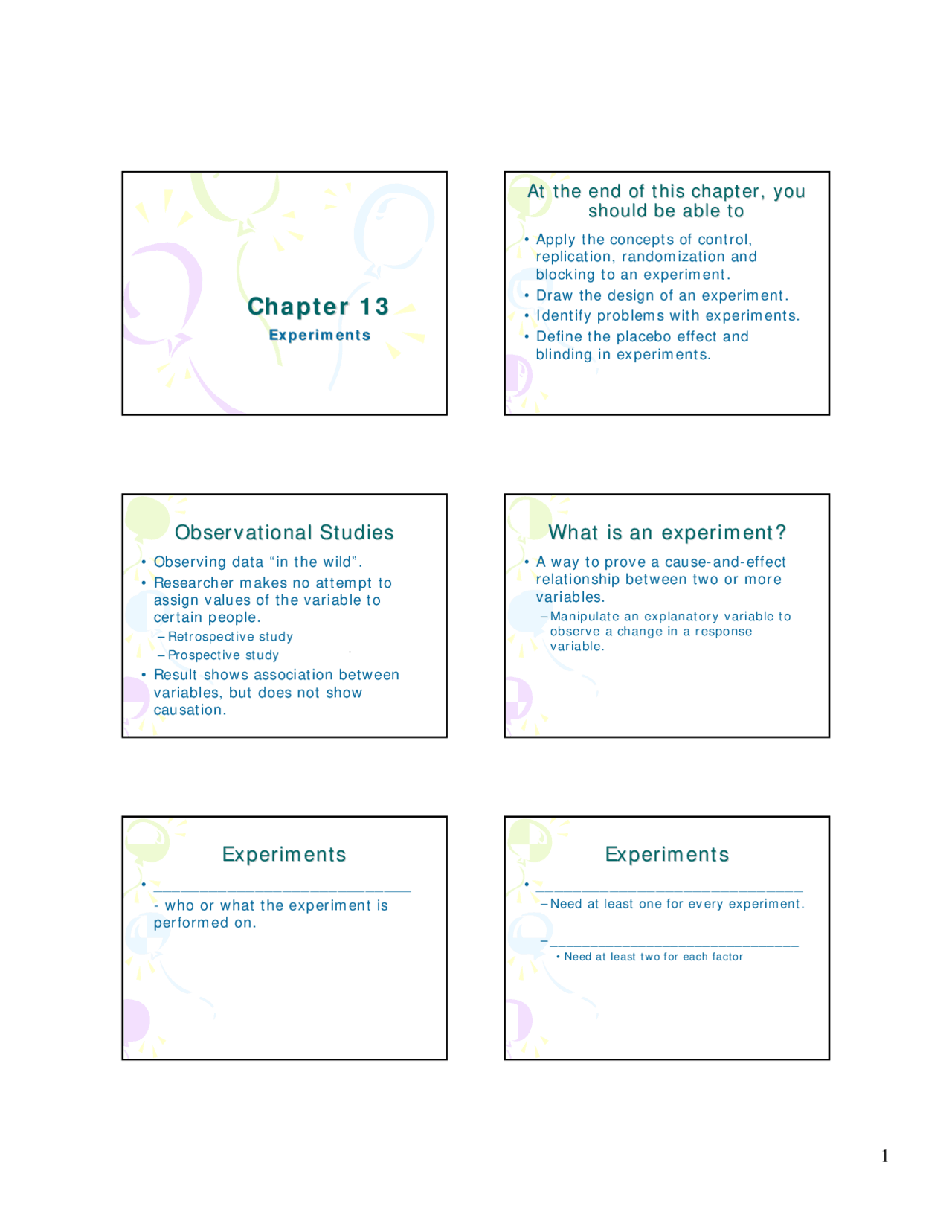 Lecture Slides On Experiments Principles Of Statistics Stat 101