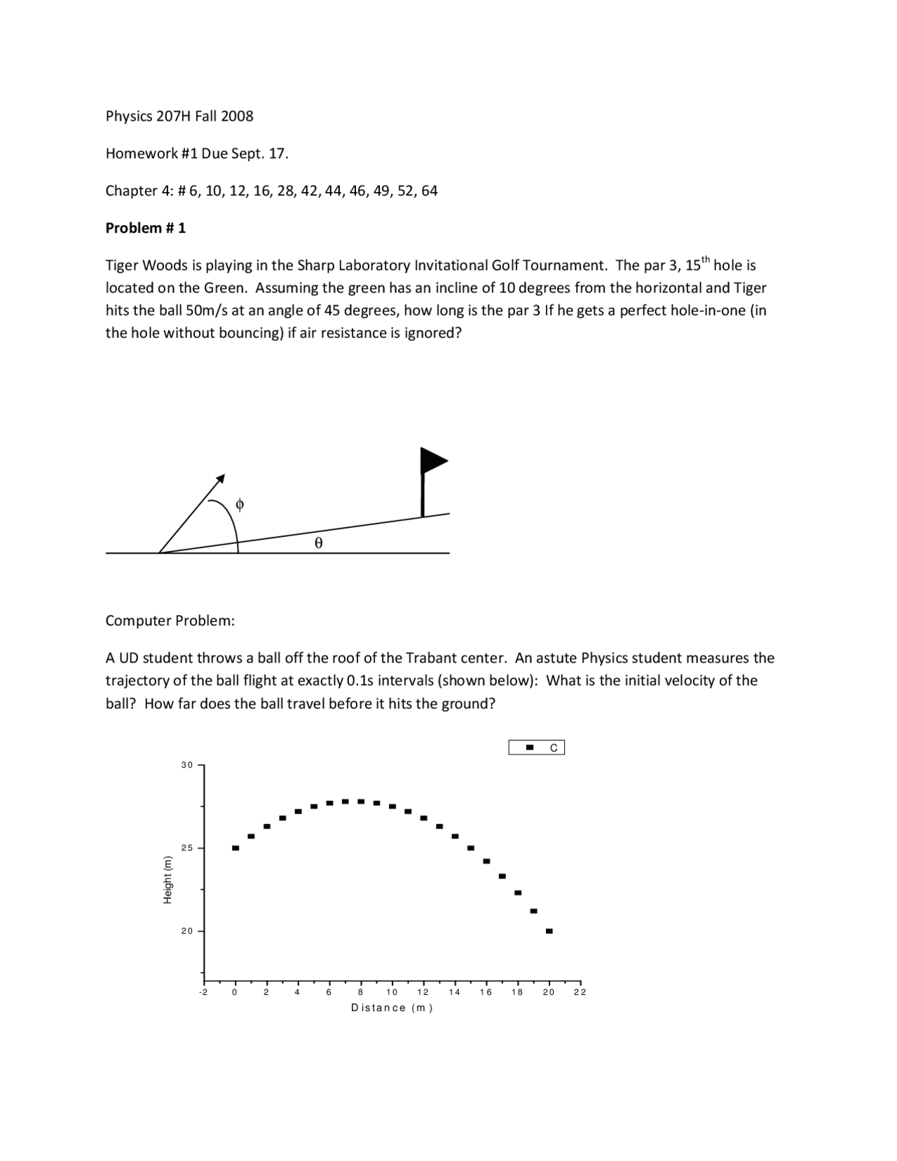 Problems For Assignment 1 Fundamentals Of Physics I Phys 207 Docsity