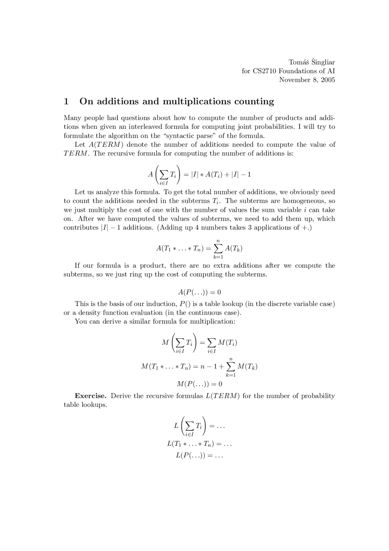 On Additions and Multiplications Counting - Lecture Notes | CS 2710 ...
