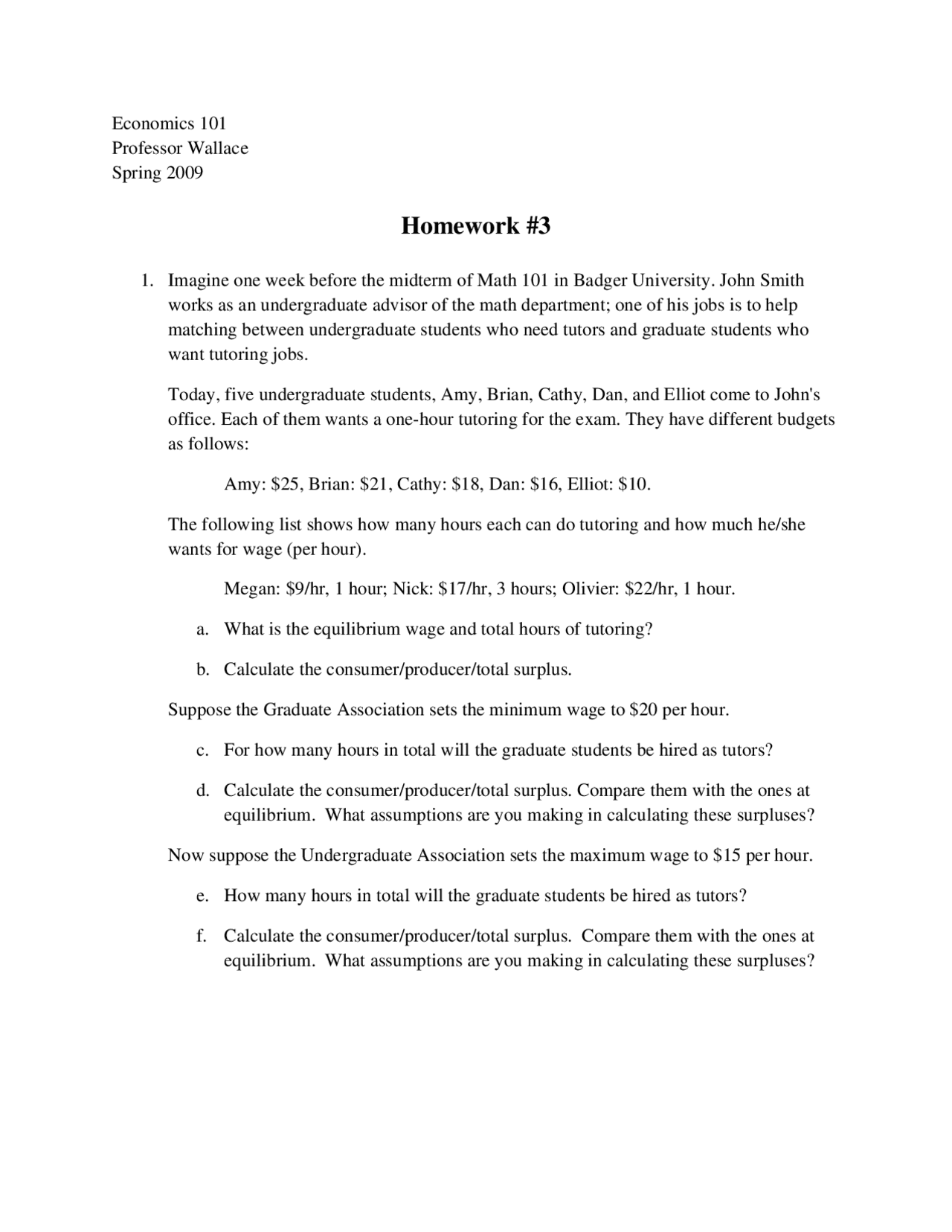 Principles Of Macroeconomics Homework 3 Problems Econ 101 Docsity