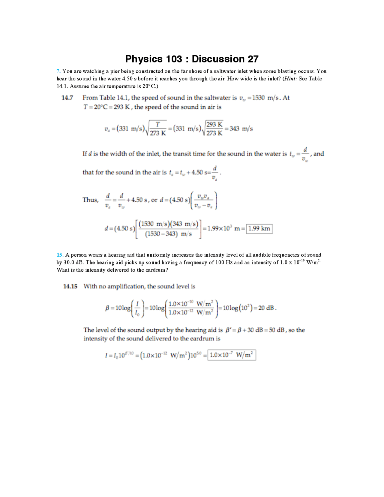 Solved Problems - General Physics | PHYSICS 103 - Docsity