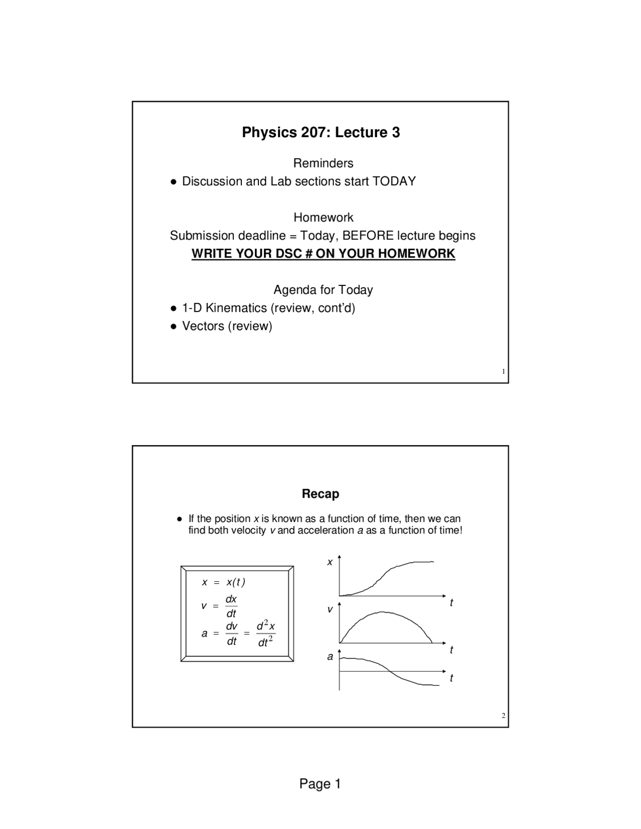 Motion In One Dimension In Fundamentals Of Physics I Lecture Slides