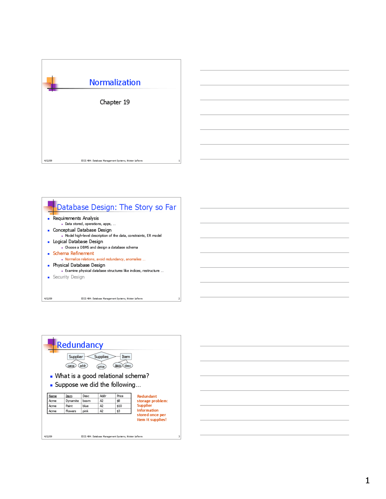 Lecture Slides On Normalization Database Management System Eecs 484