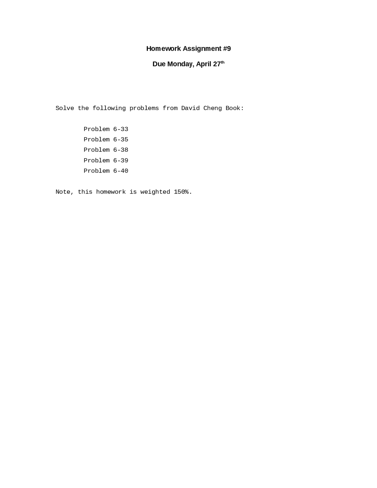 Fundamentals Electromagnetics Assignment 9 Questions Eee 241 Docsity
