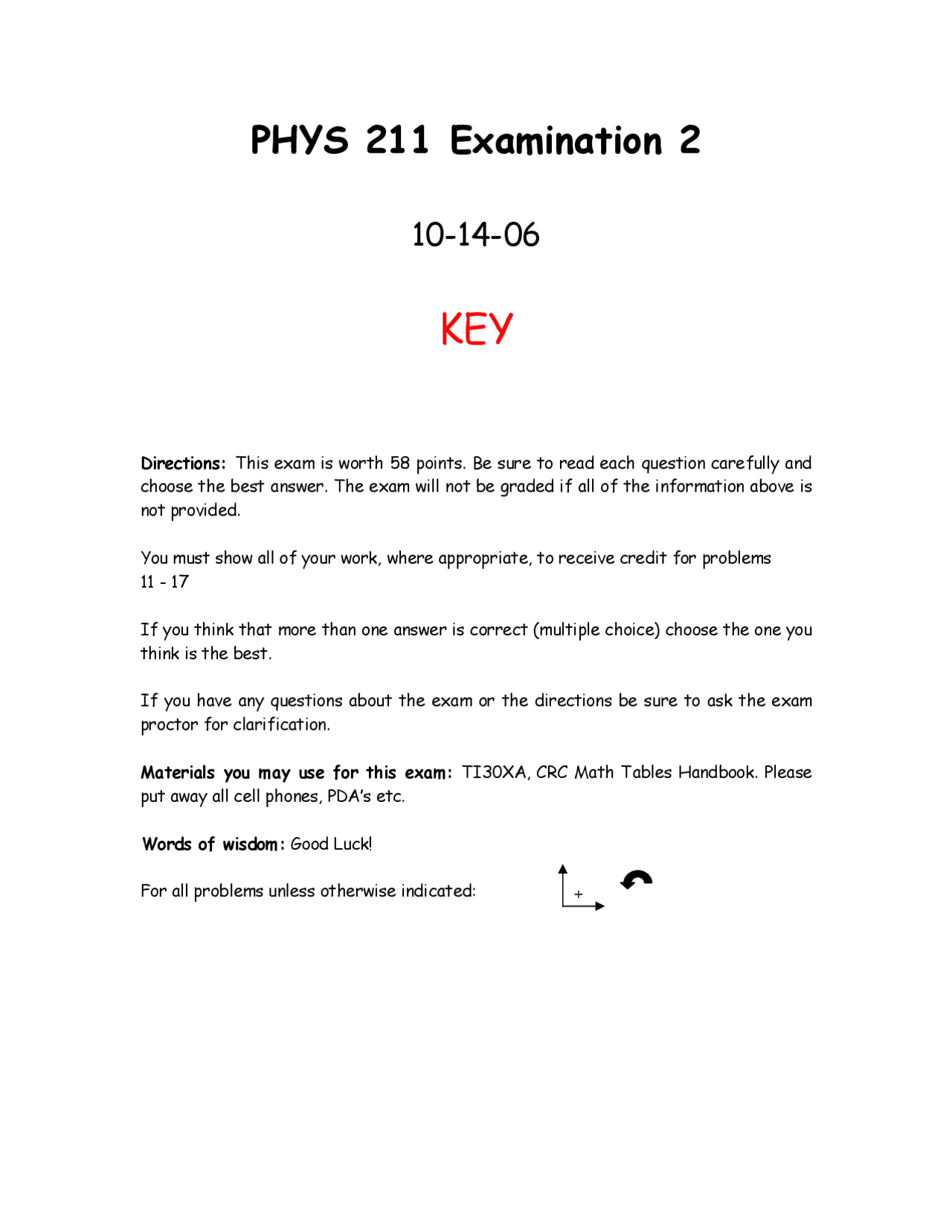Engineering Physics I Review Sheet For Exam 2 Phys 211 Docsity