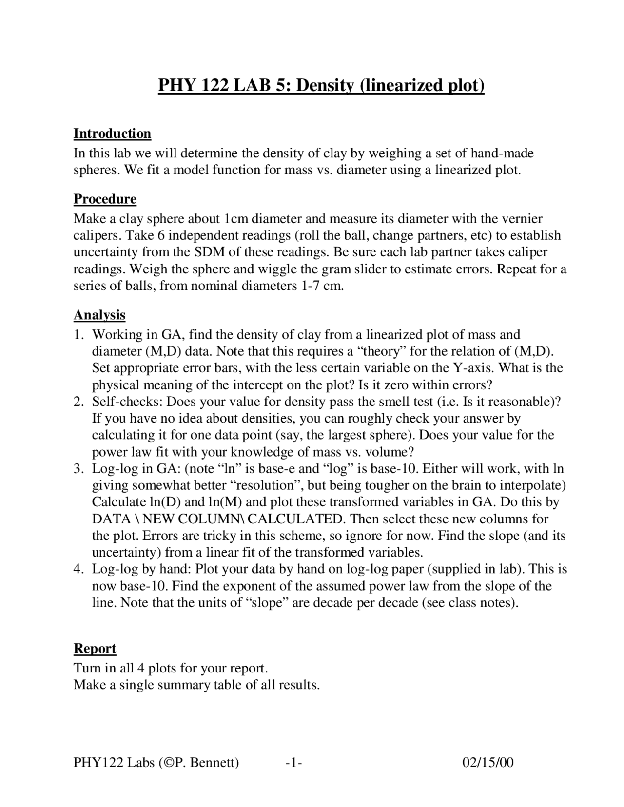 Density Lab 5 University Physics Lab I Phy 122 Lab Docsity