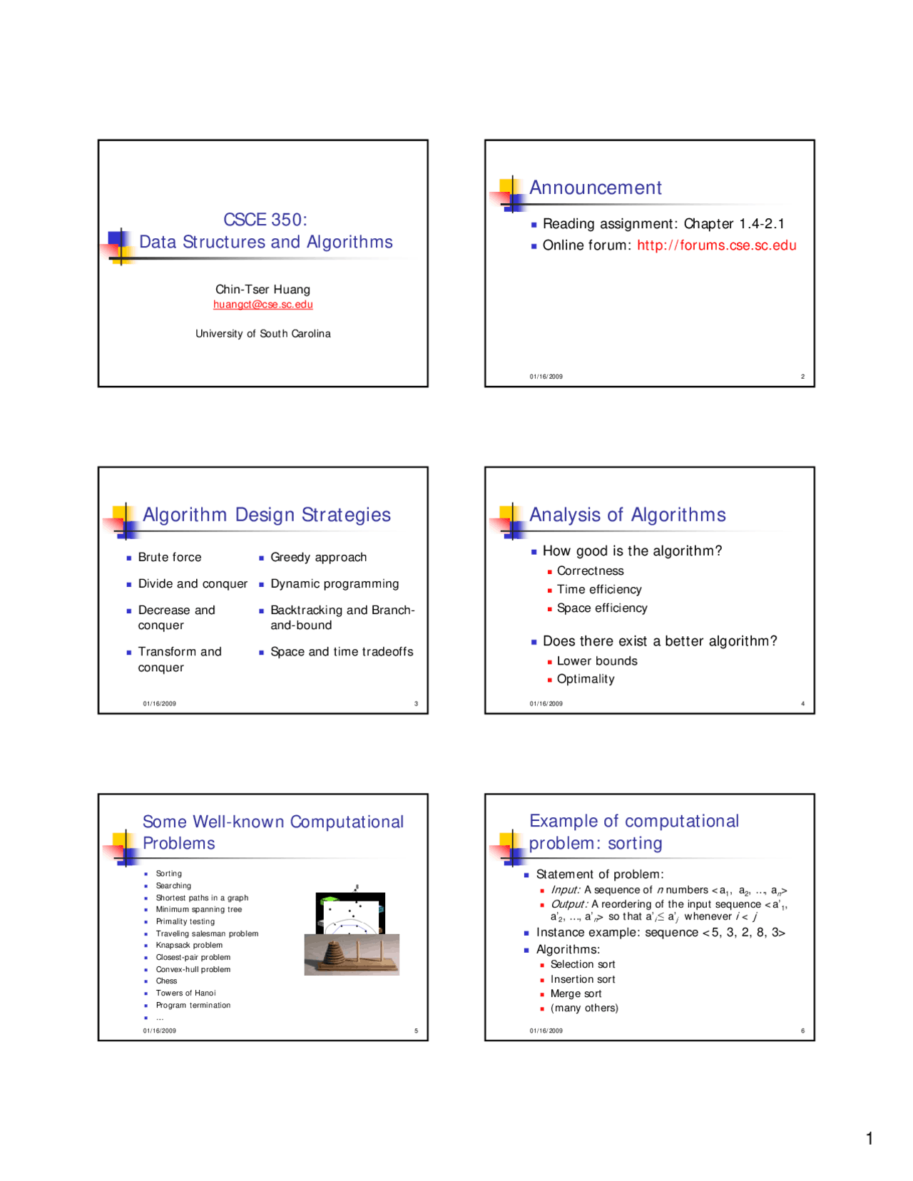 CSCE 350 Course Material: Data Structures & Algorithms by Chin-Tser Huang, USC - Prof. C ...