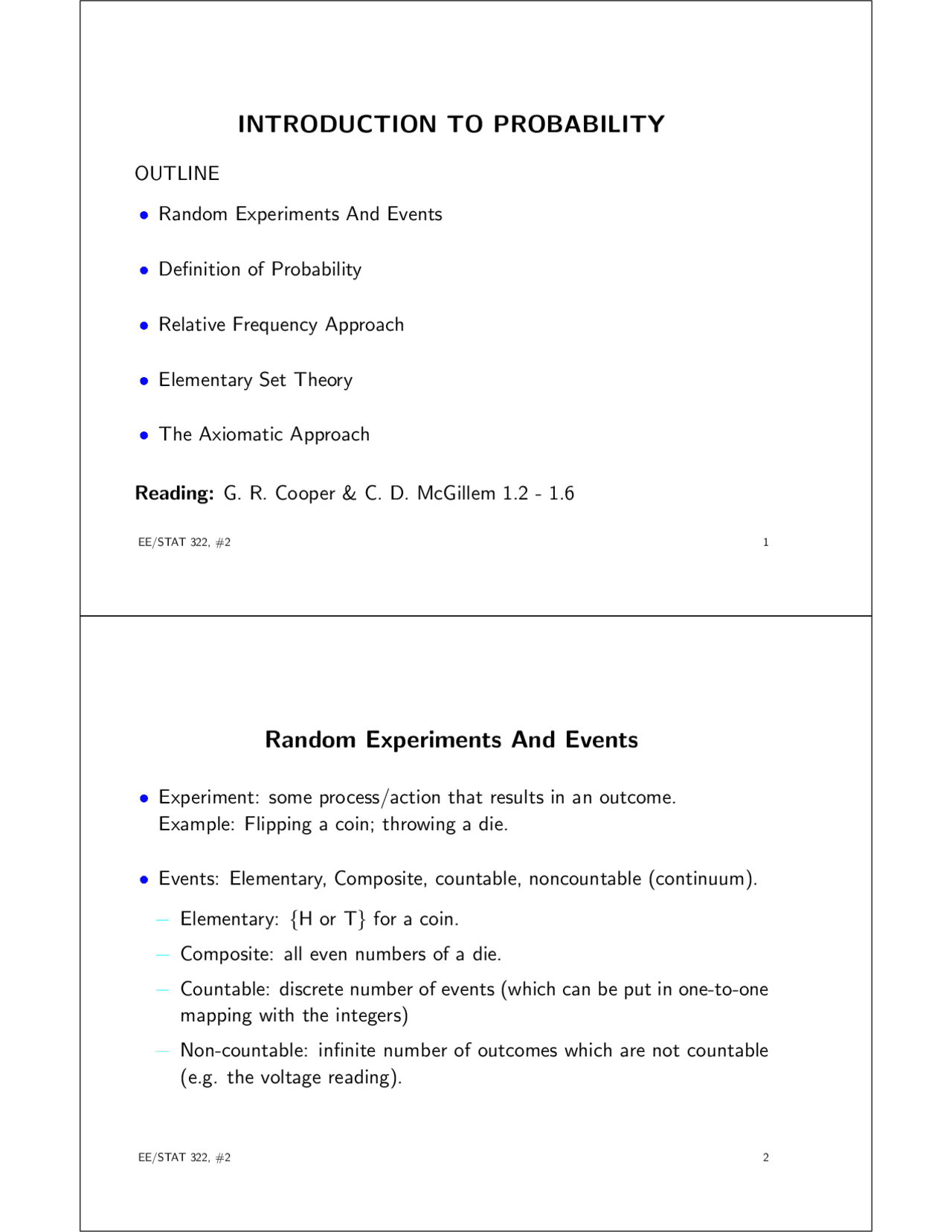 Introduction to Probability - Lecture Slides | STAT 322 - Docsity