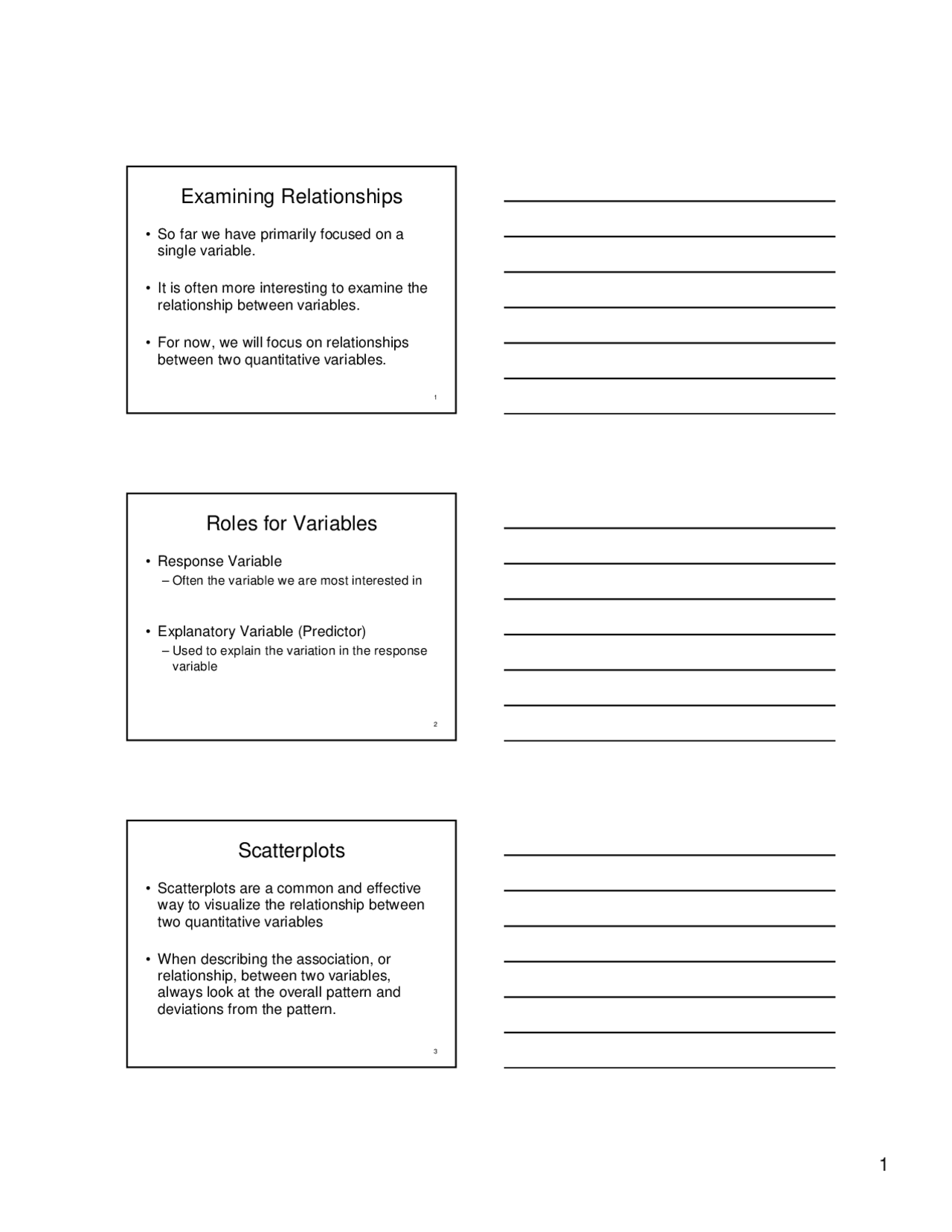 Examining Relationships Lecture Slides Stat 101 Docsity