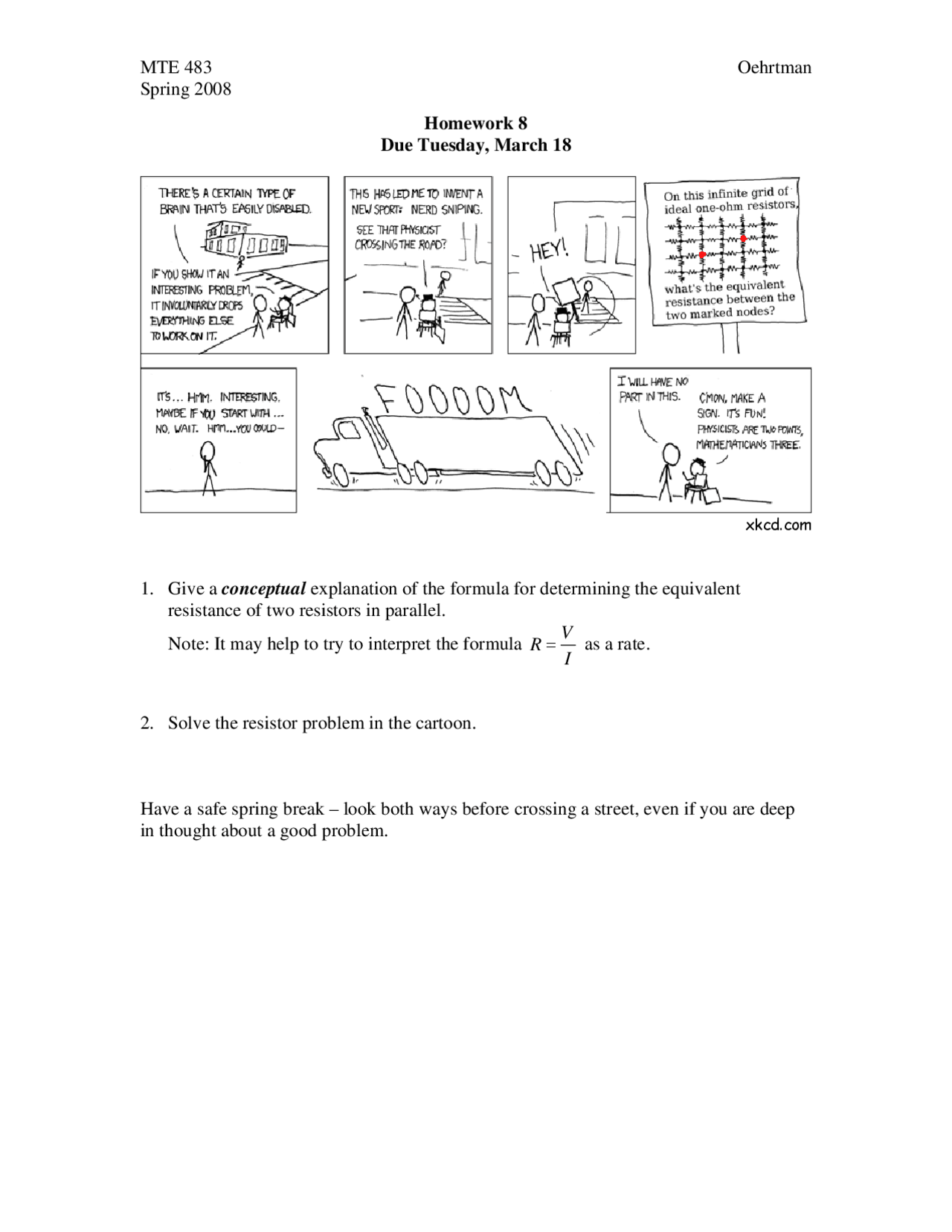 2 Problems On The Equivalent Resistance Of Circuit Assignment 8 Mte