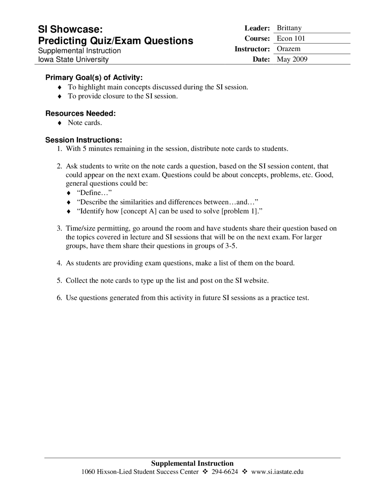 Instructions For Exam On Principles Of Microeconomics Econ 101 Docsity