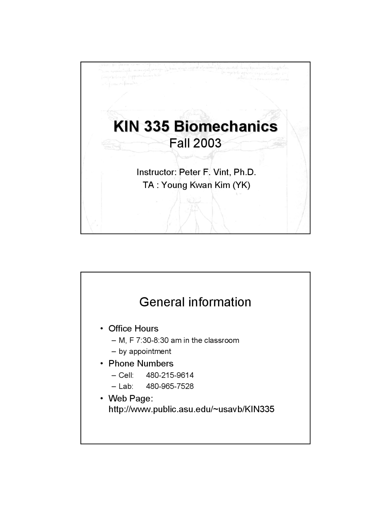 Biomechanics Syllabus material and practice problems | KIN 335 - Docsity