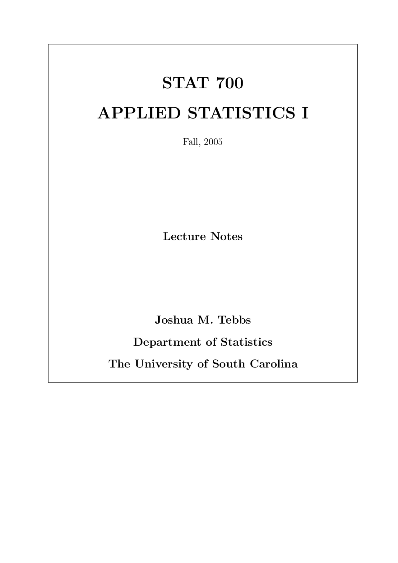 Introduction To Applied Statistics I Syllabus Stat 700 Docsity