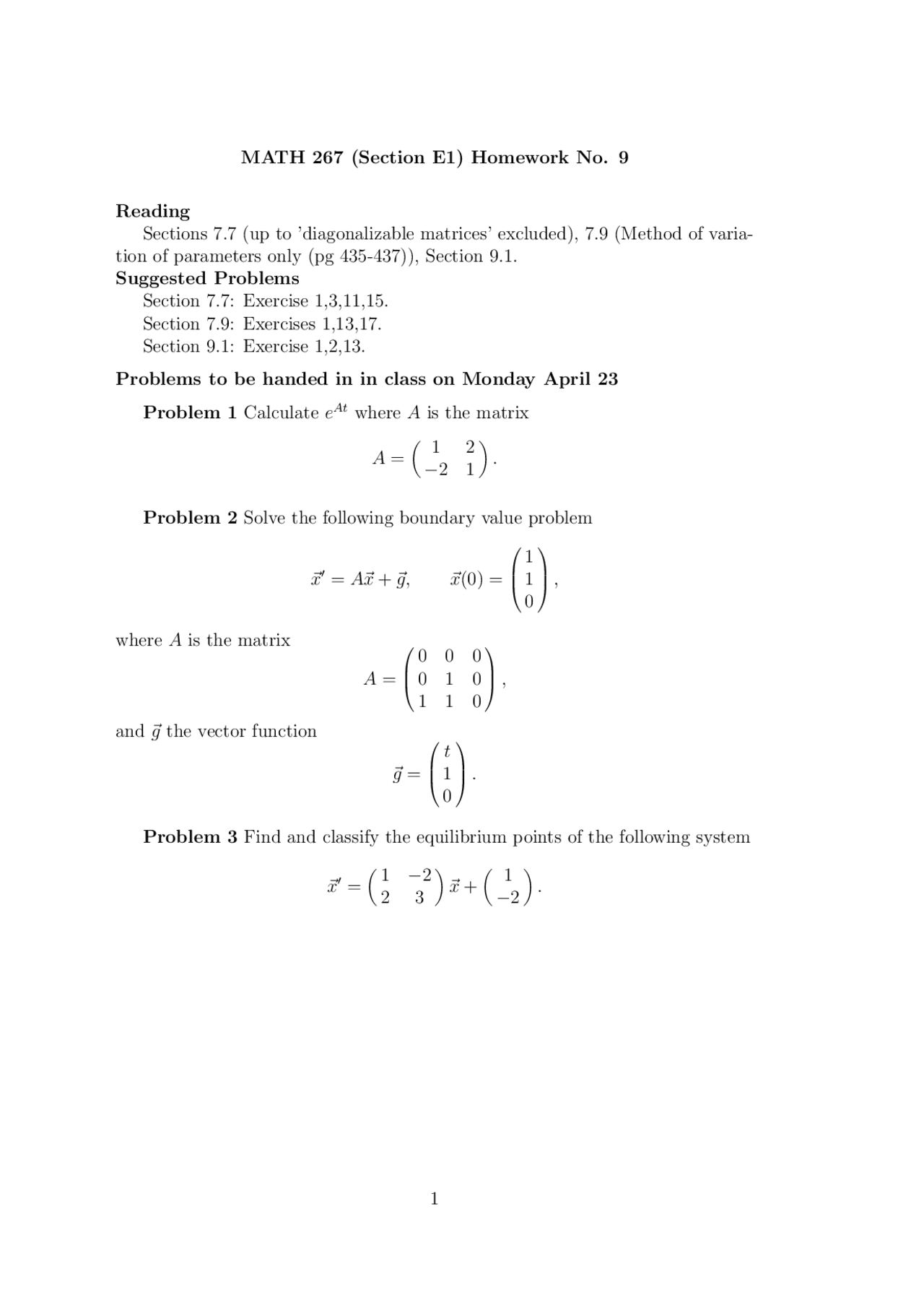Differential Equations And Transforms Practice Homework 6 Math 267