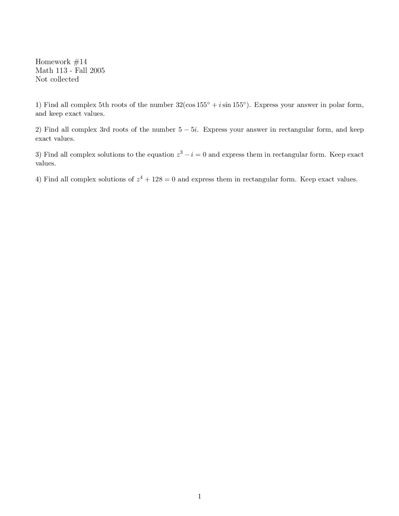 Trigonometry Practice Homework 14 Math 113 Docsity