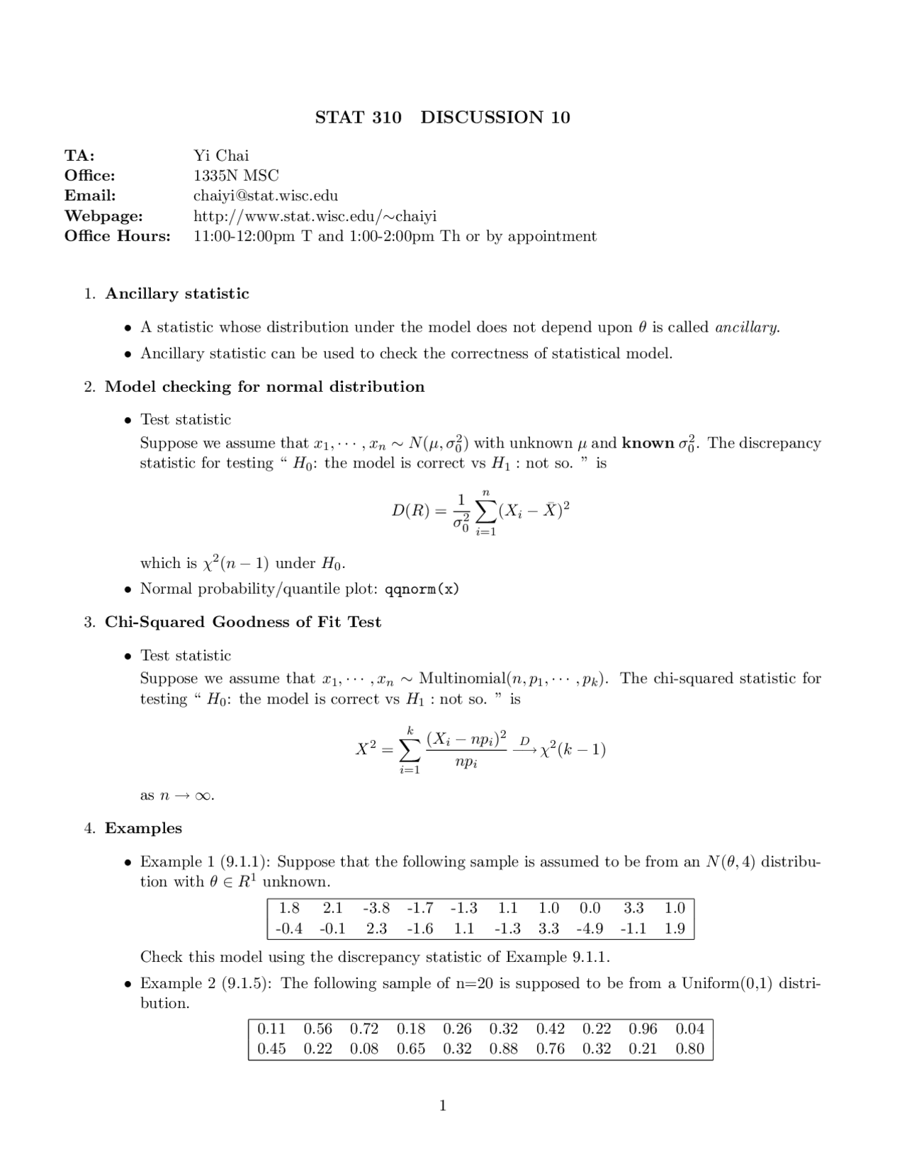 Ancillary Statistics in Introduction to Mathematical - Exam | STAT 310 | Exámenes Estadística ...