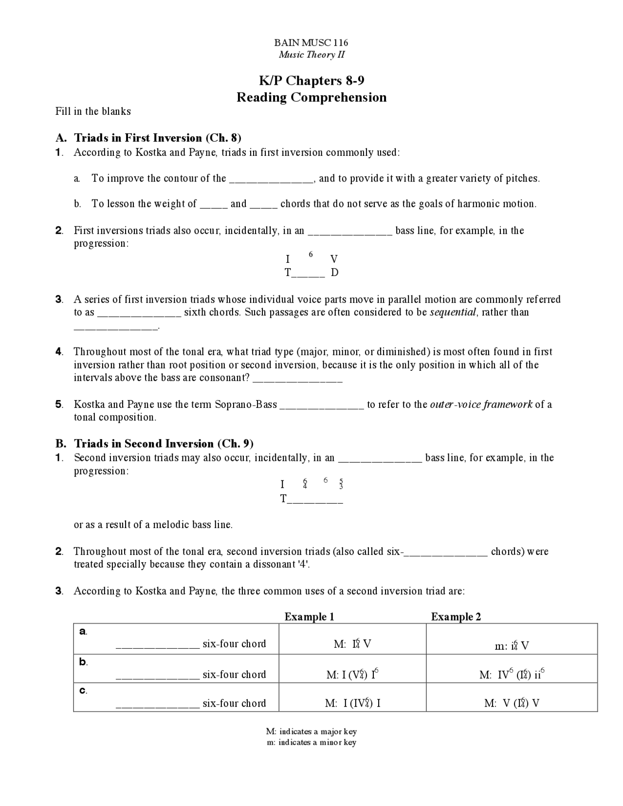 Review For Assignment 8 Music Theory Ii Musc 116 Docsity