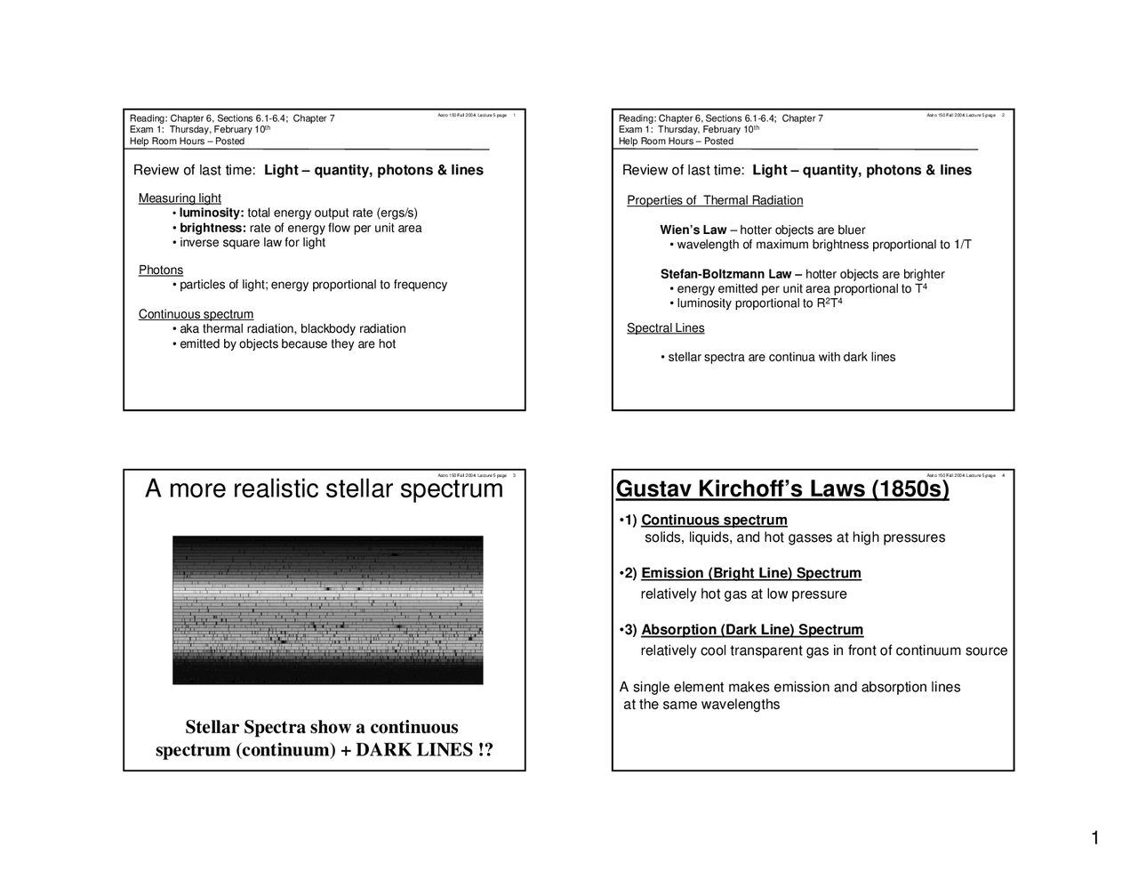 Light Quantity Photons And Lines Lecture Slides Astro 150 Docsity