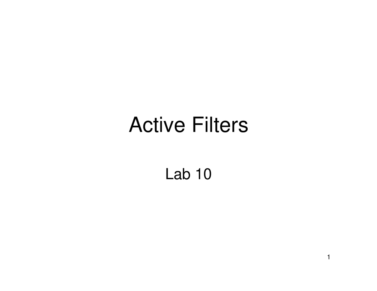 Notes On Active Filter Circuits I Lab 10 Eee 202 Lab Docsity