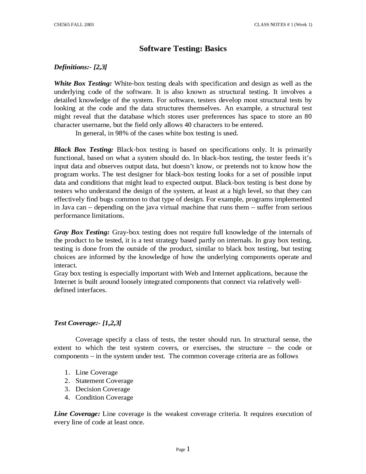 Notes On Basics Of Software Testing Software Verification And Validation Test Cse 565 Docsity