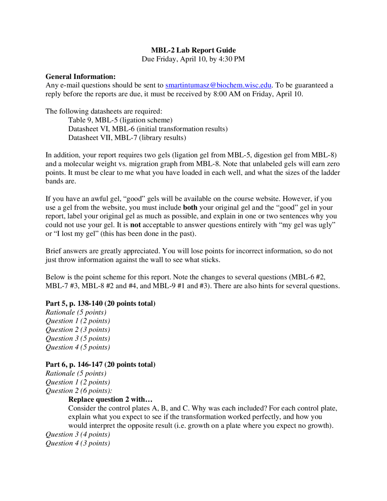 Lab Report Guide Biochemical Methods Biochem 651 Docsity