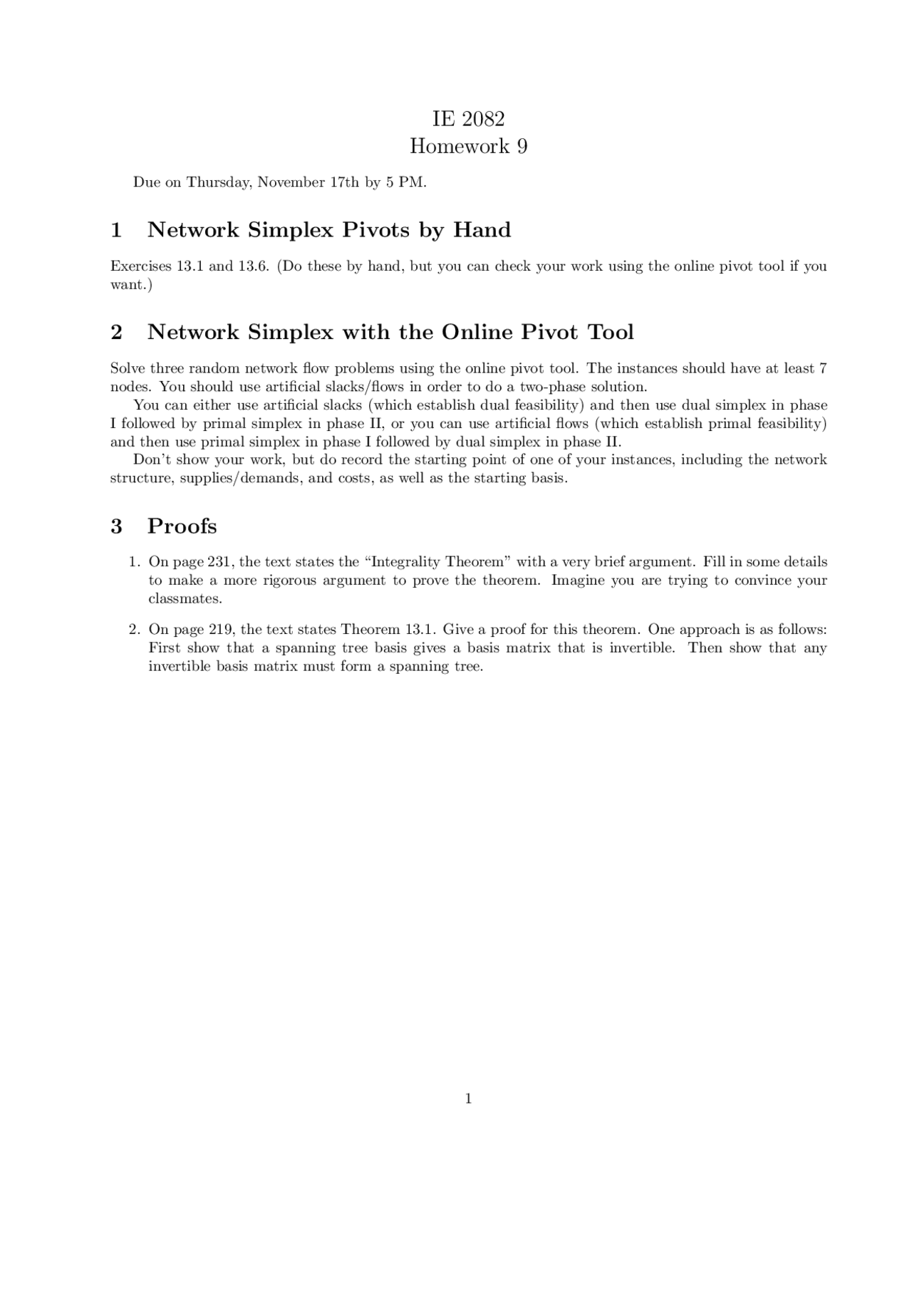 Problems On Linear Optimization Practice Assignment 9 Ie 2082 Docsity