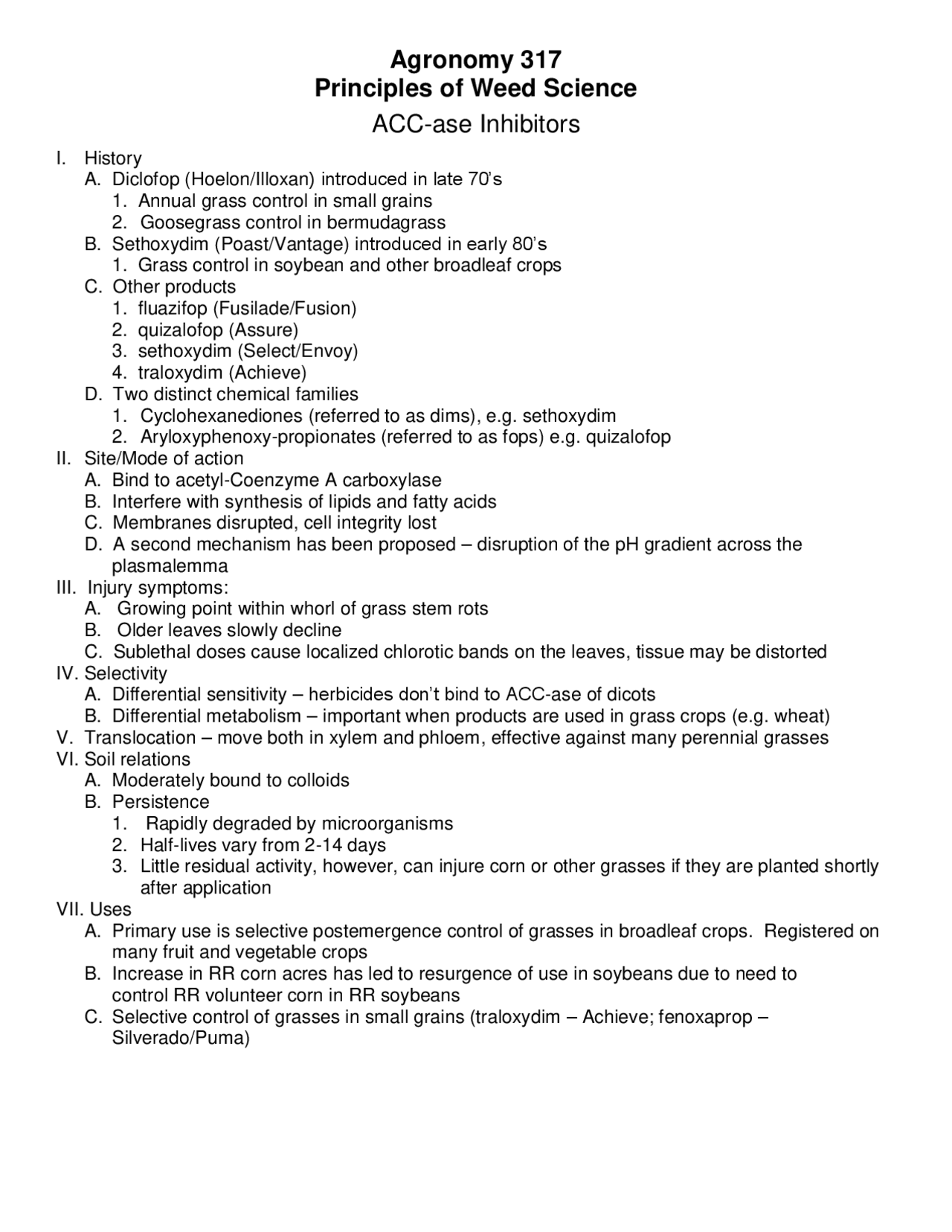 Principles Of Weed Science Review Sheet Agron 317 Docsity