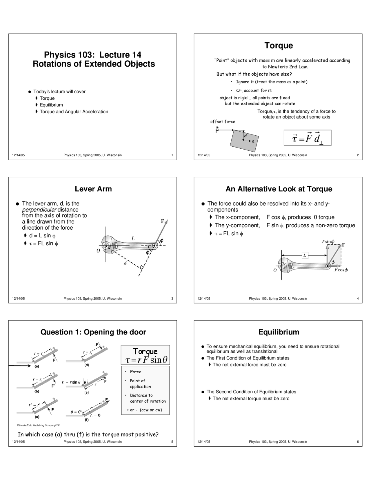 Rotations of Extended Objects - Lecture Slides | PHYSICS 103 | Study ...