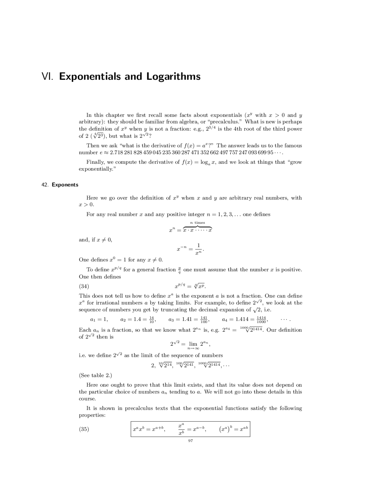 Lecture Notes On Exponential And Logarithmic Math 222 Docsity