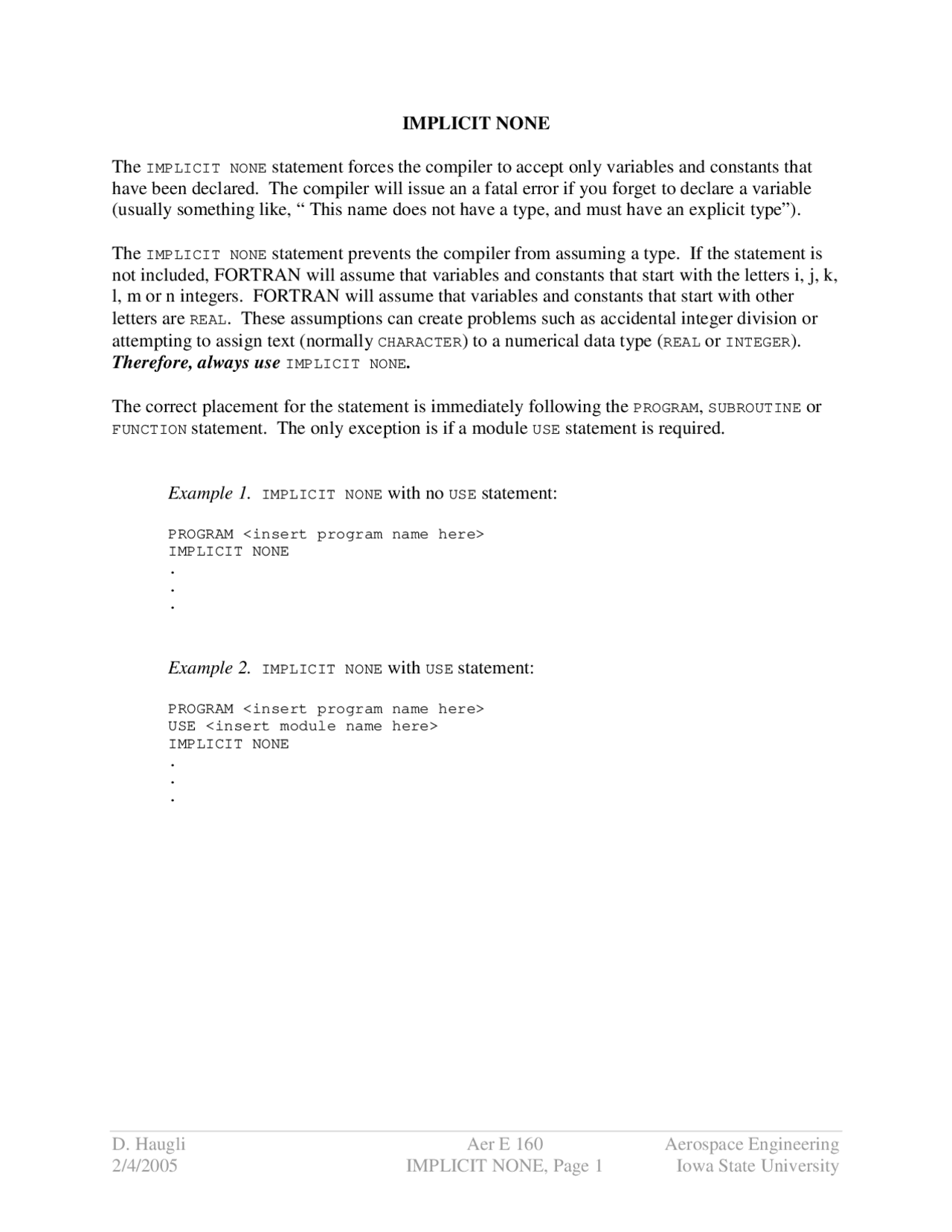 Implicit None Aerospace Engineering Problems With Computer