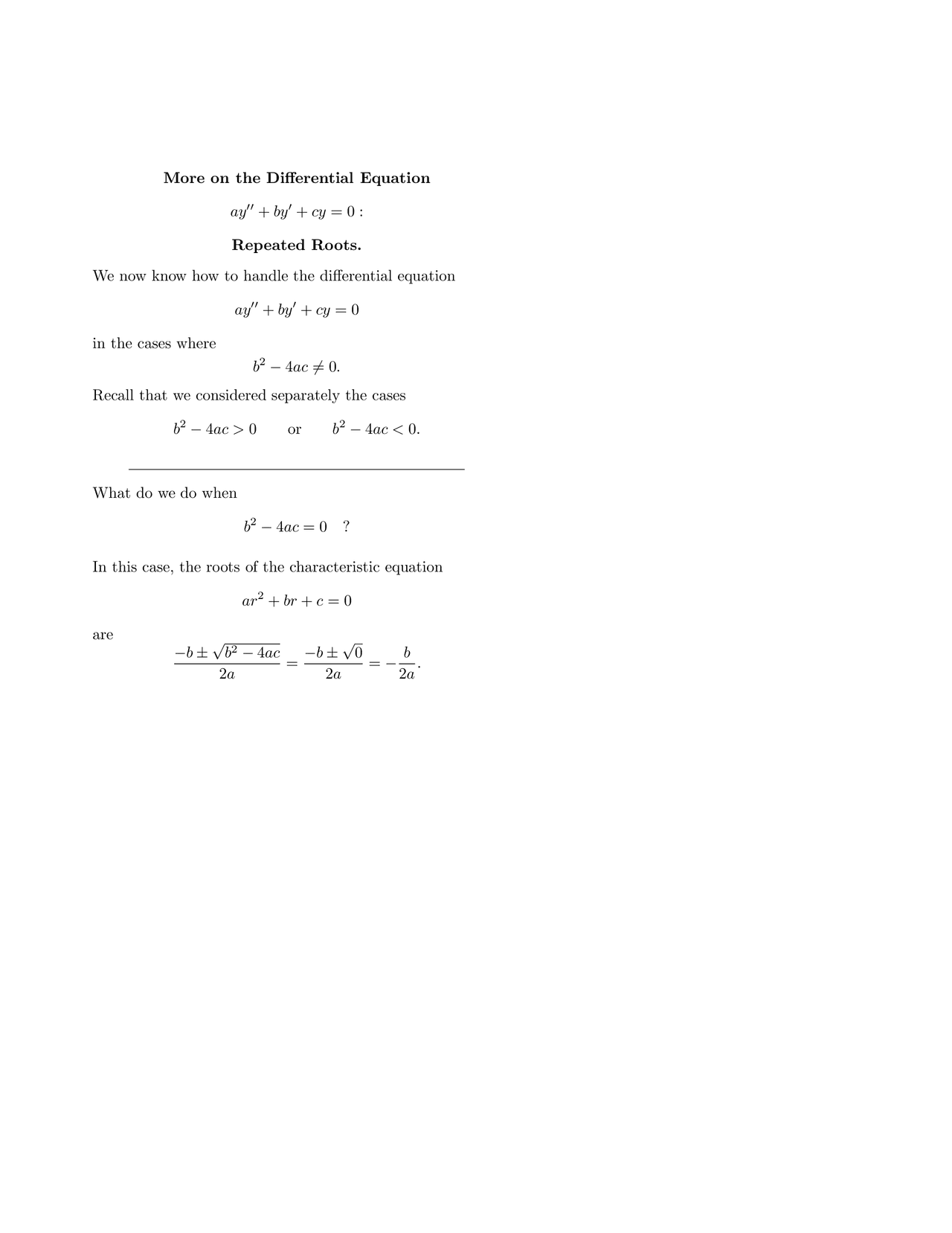 Solving Differential Equations with Repeated Roots | Study notes ...