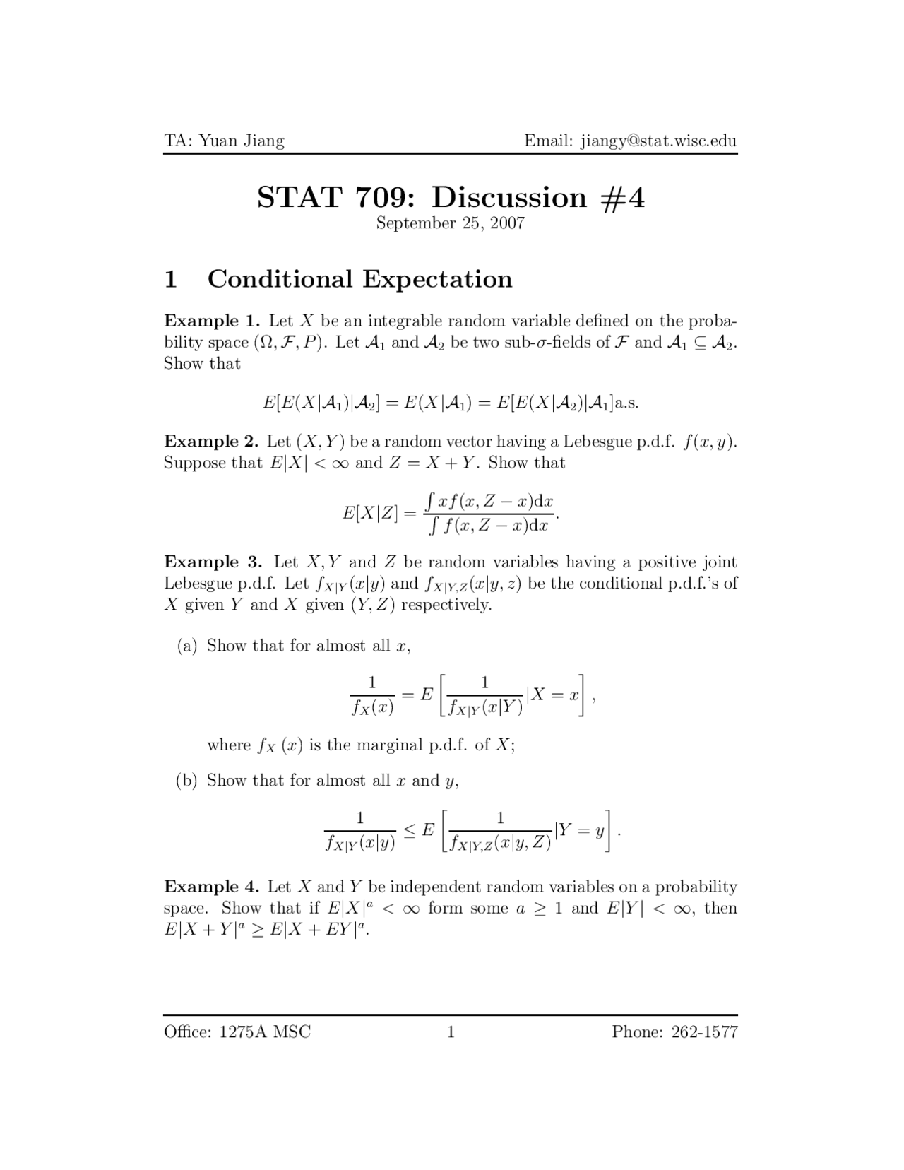 Notes on Conditional Expectation - Mathematical Statistics | STAT 709 ...