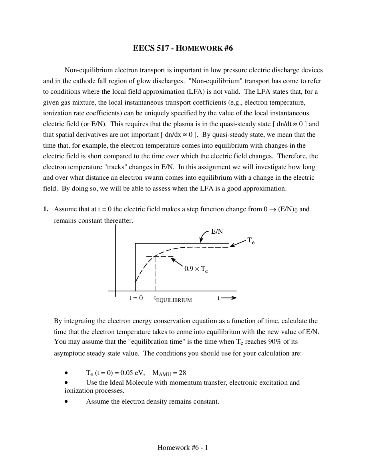 Homework 6 Problems Proc Plasma Eecs 517 Docsity