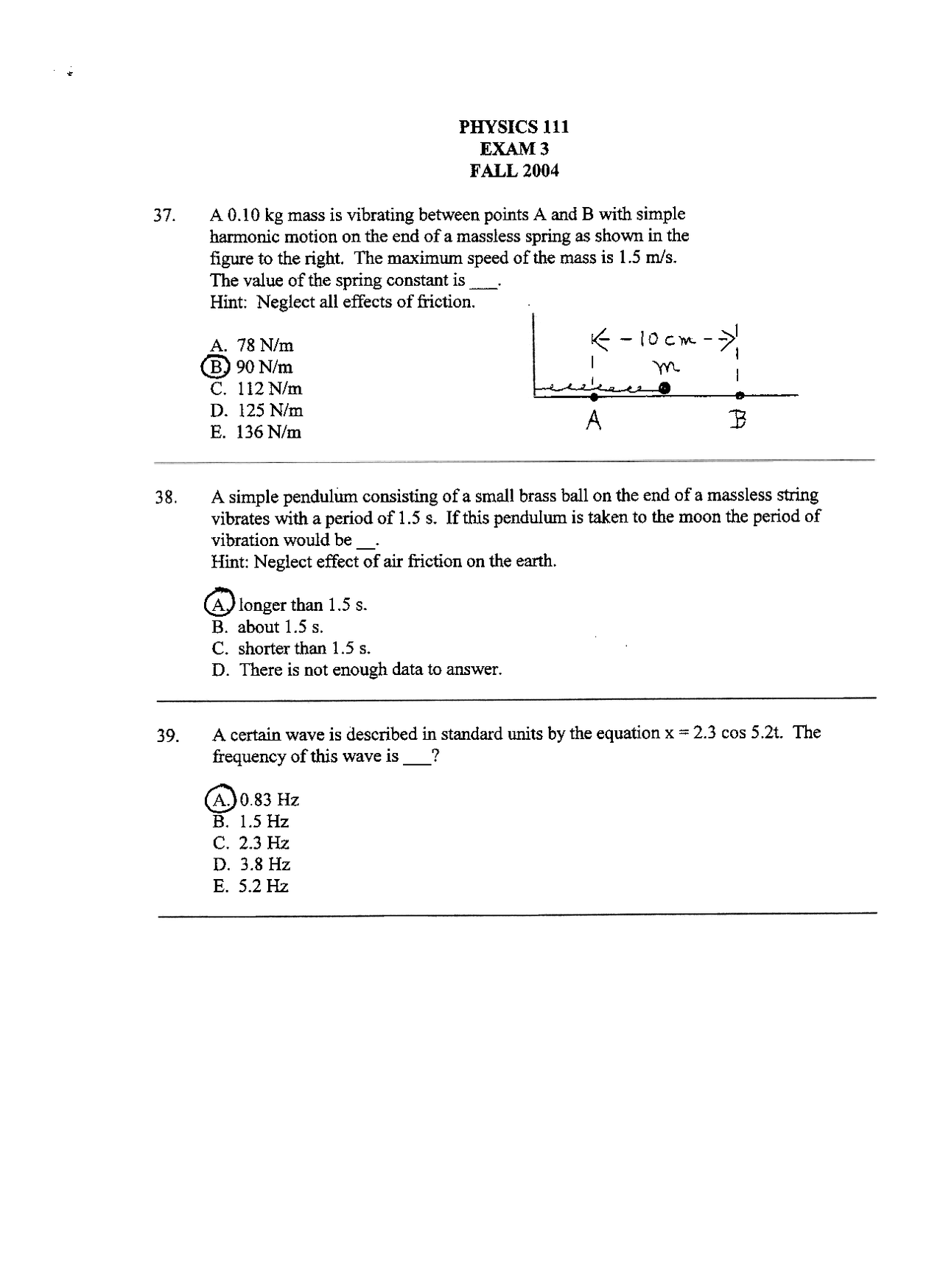 Exam 3 with Resolutions - General Physics | PHYS 111 | Exams Physics ...