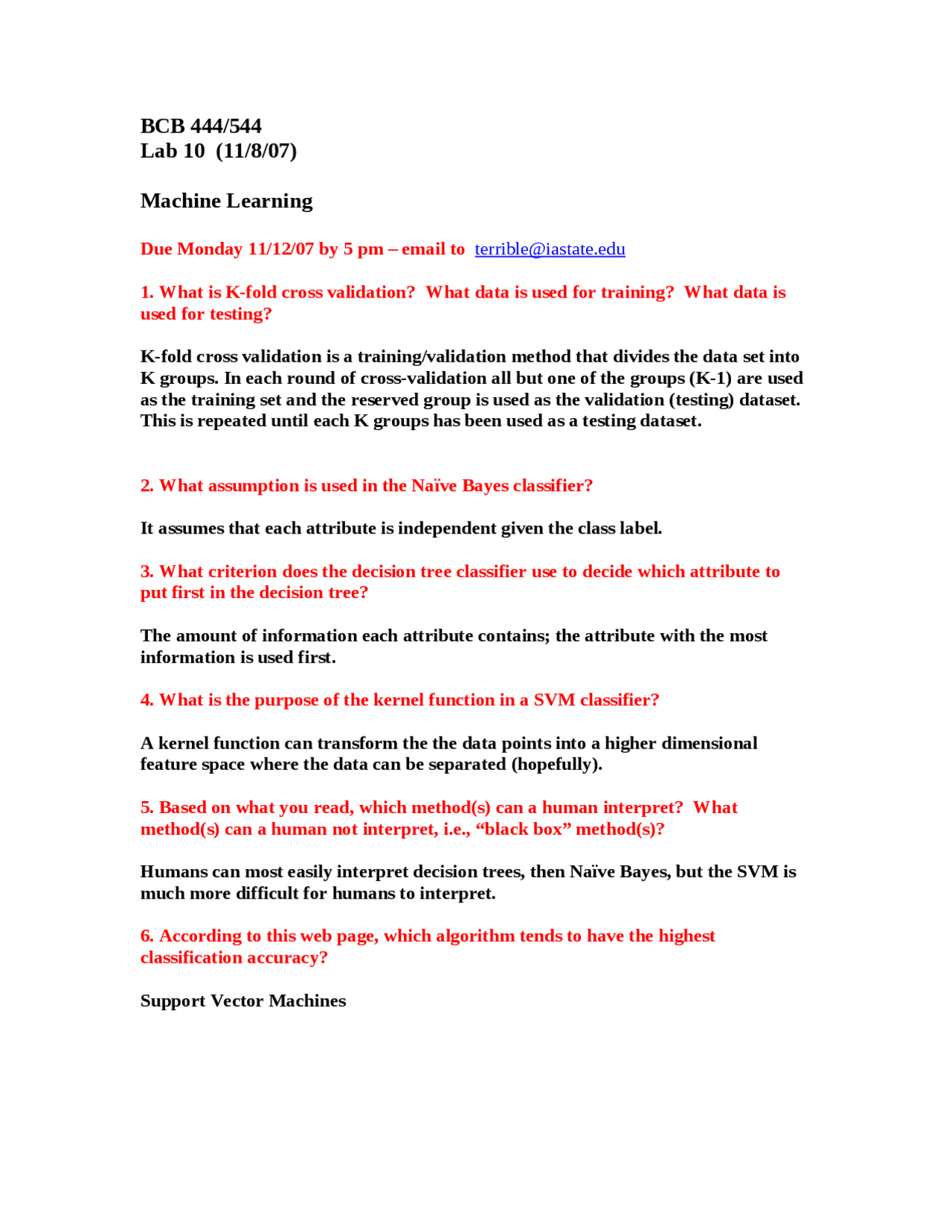 Lab 10 For Machine Learning Bioinformatics Bcb 444 Docsity