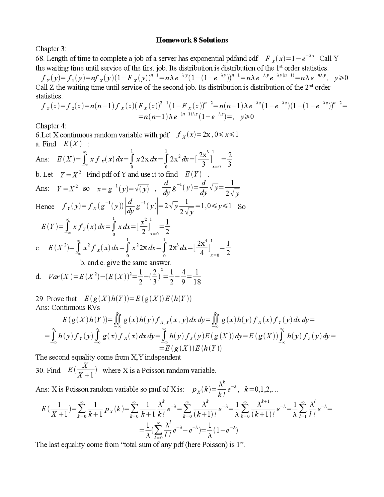 Homework 8 With Solutions Introduction To Mathematical Statistics