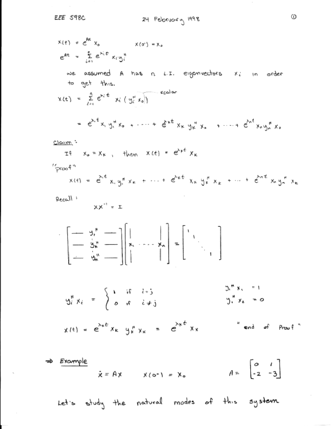 What Is Eigenvalues Compute Right And Left Eigenvectors Eee 598