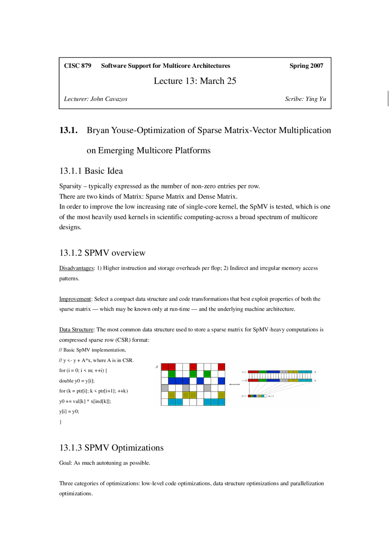 Bryan Yous-Optimization of Space Matrix-Vector Multiplication on Emerging Multicore Platforms ...