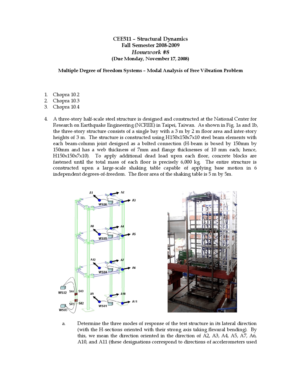 Model Analysis Of Free Vibration Problem For Assignment 9 Cee 511