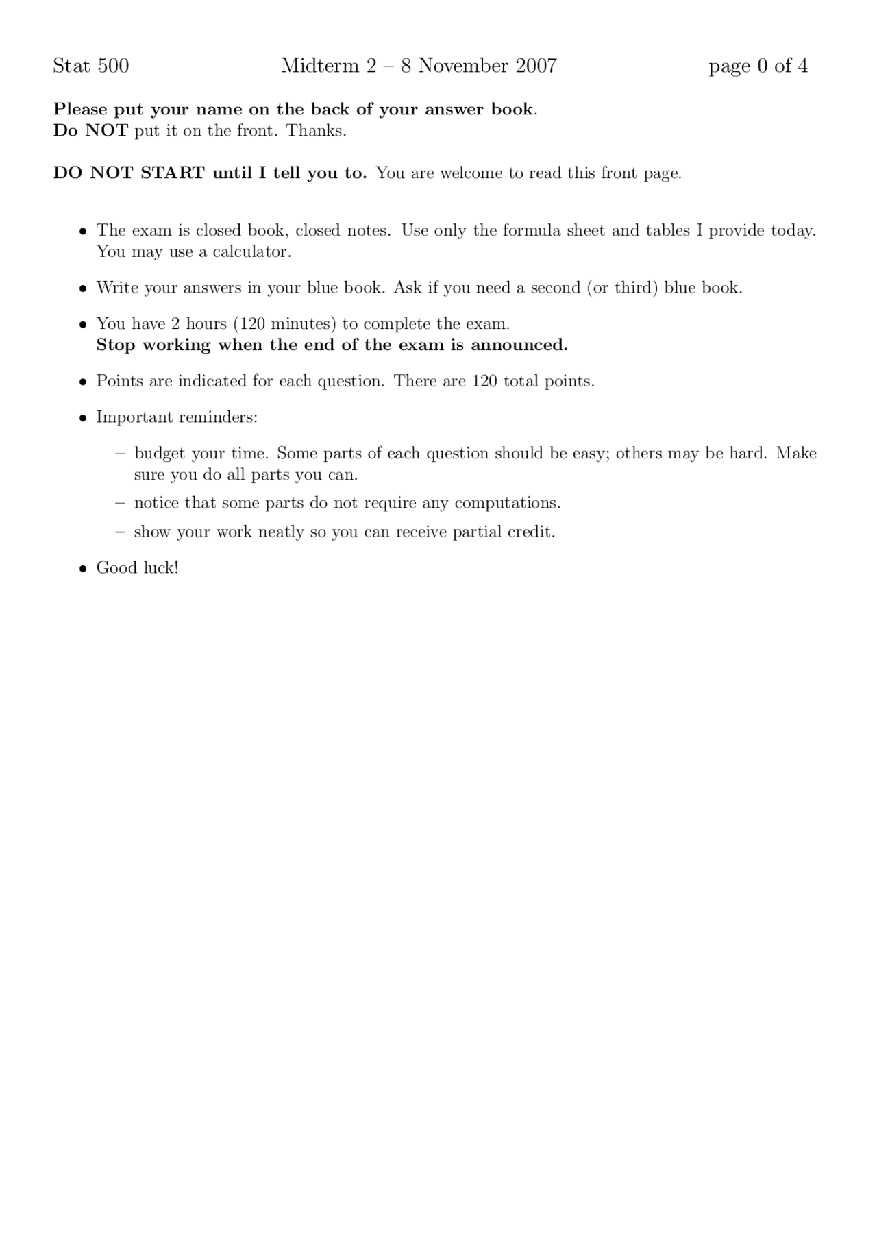 Solved Questions For Midterm Exam 2 Statistical Methods Stat 500 Exams Data Analysis