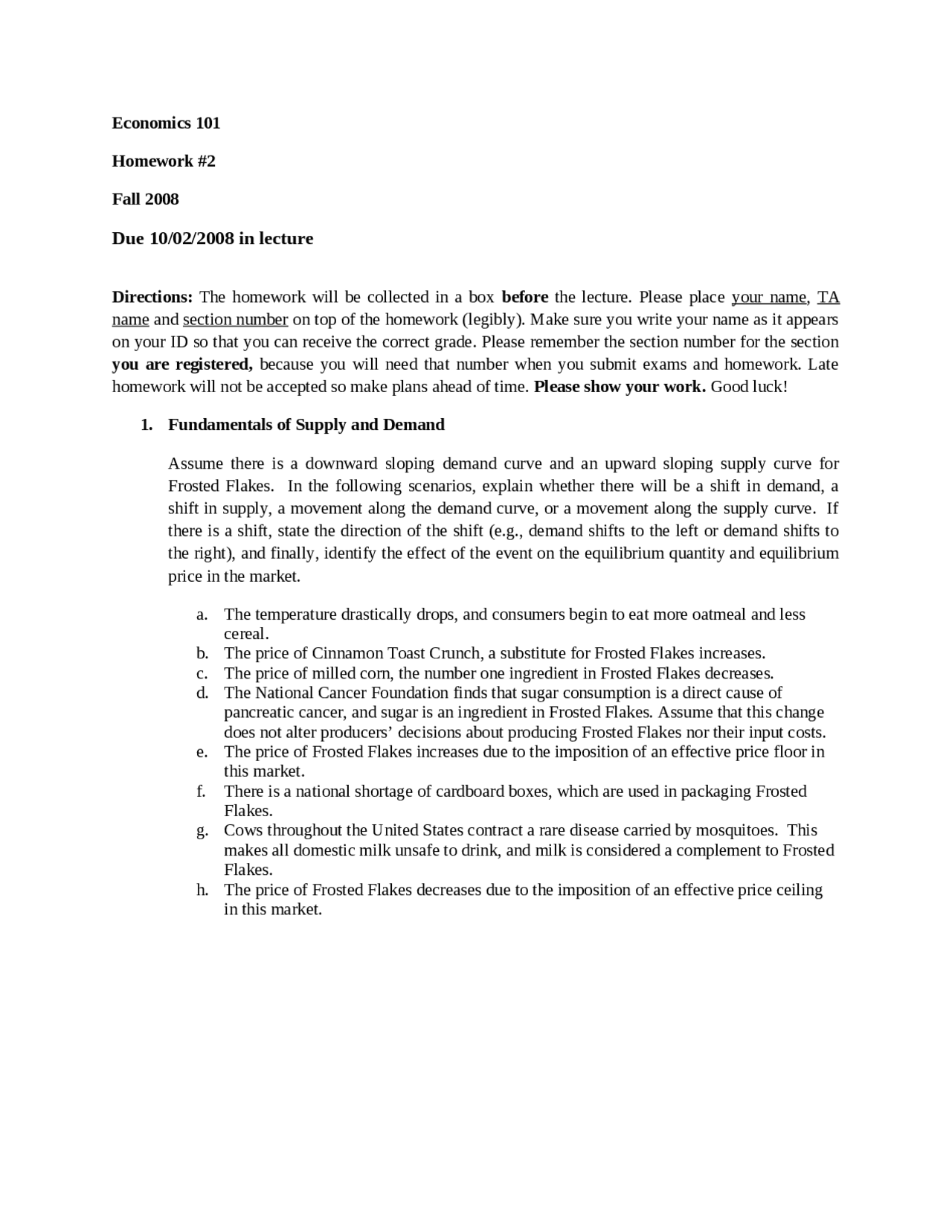 Assignment 2 Questions Principles Of Macroeconomics Econ 101 Docsity