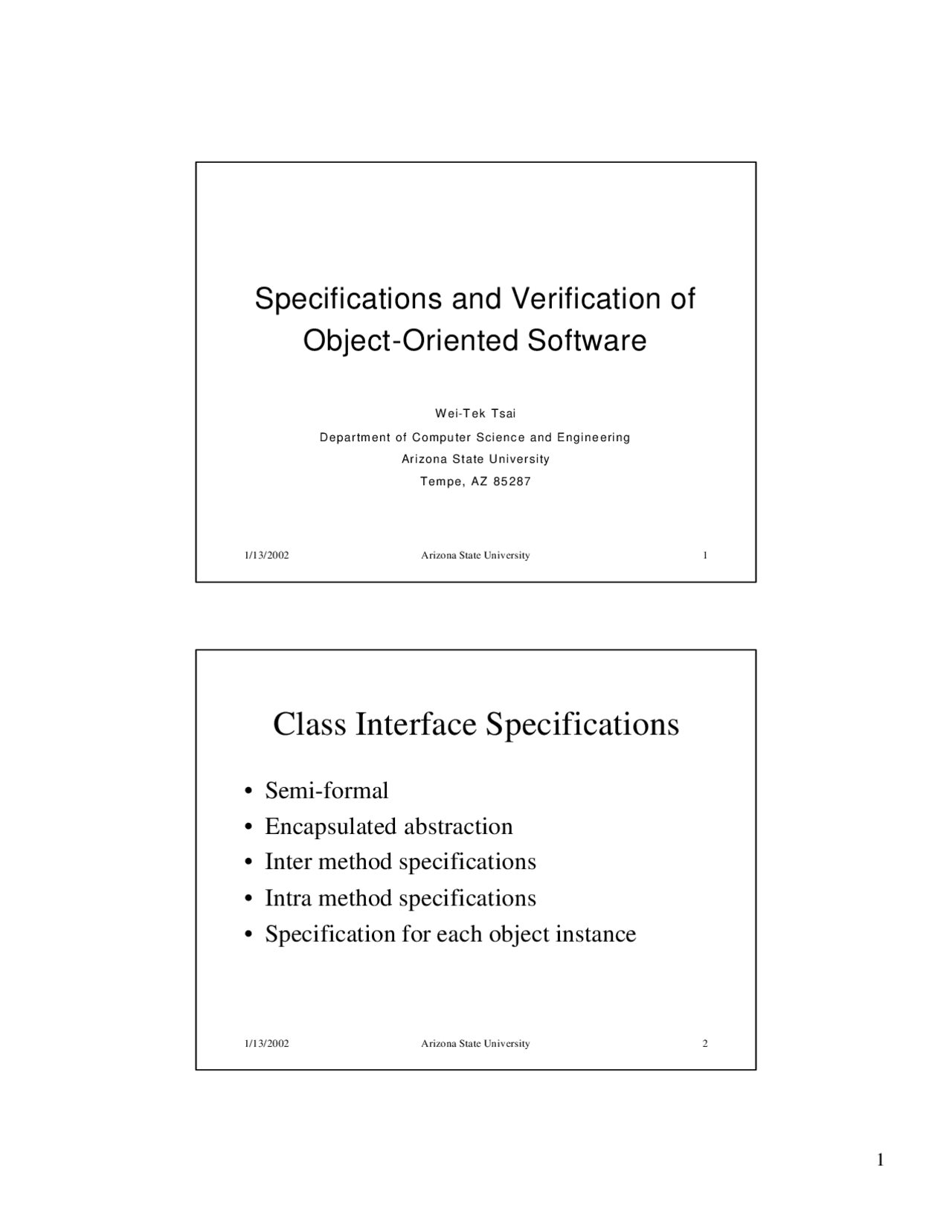 Specifications and Verification of Object Oriented Software - Slides | CSE 565 - Docsity