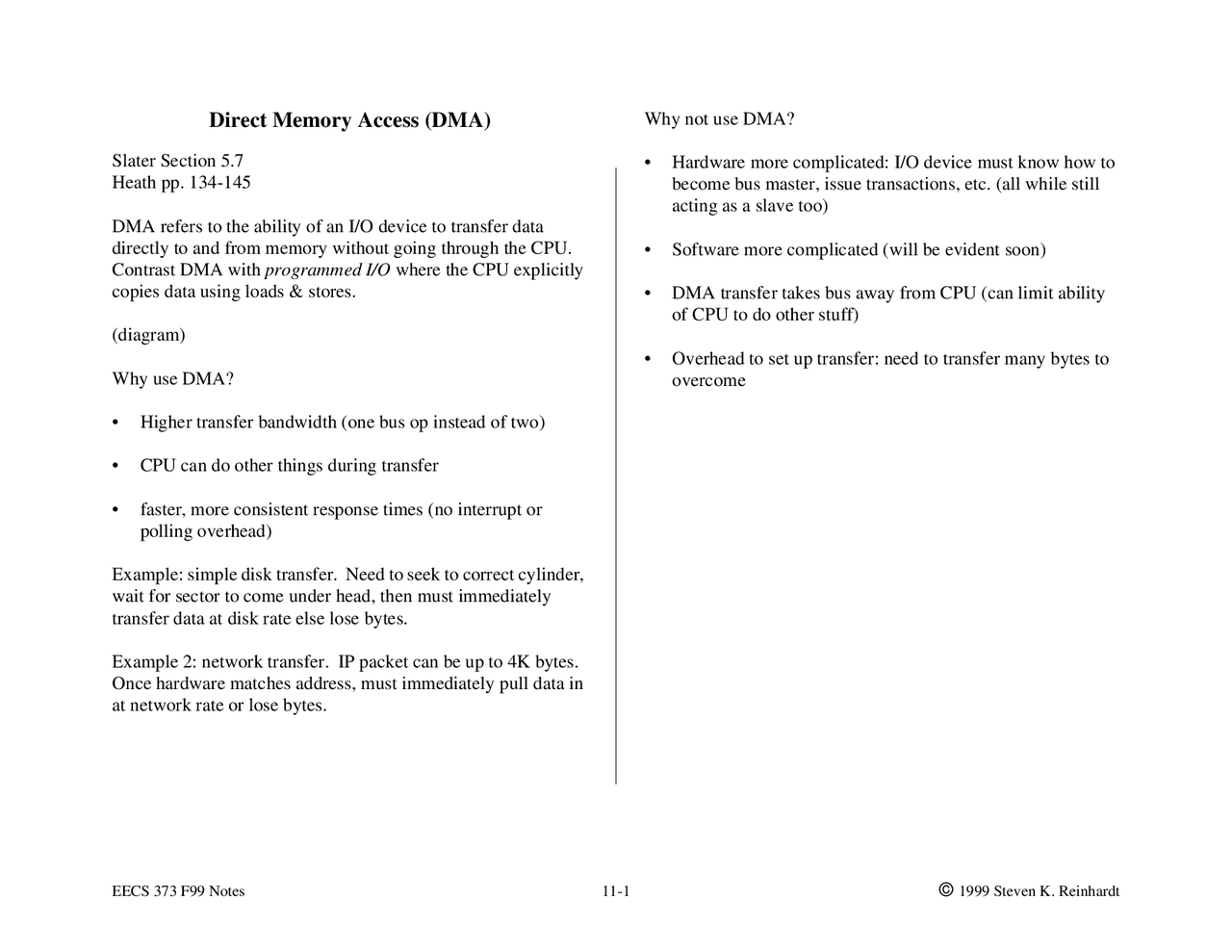 Direct Memory Access (DMA) - Notes for EECS 373 F99 | Study notes ...