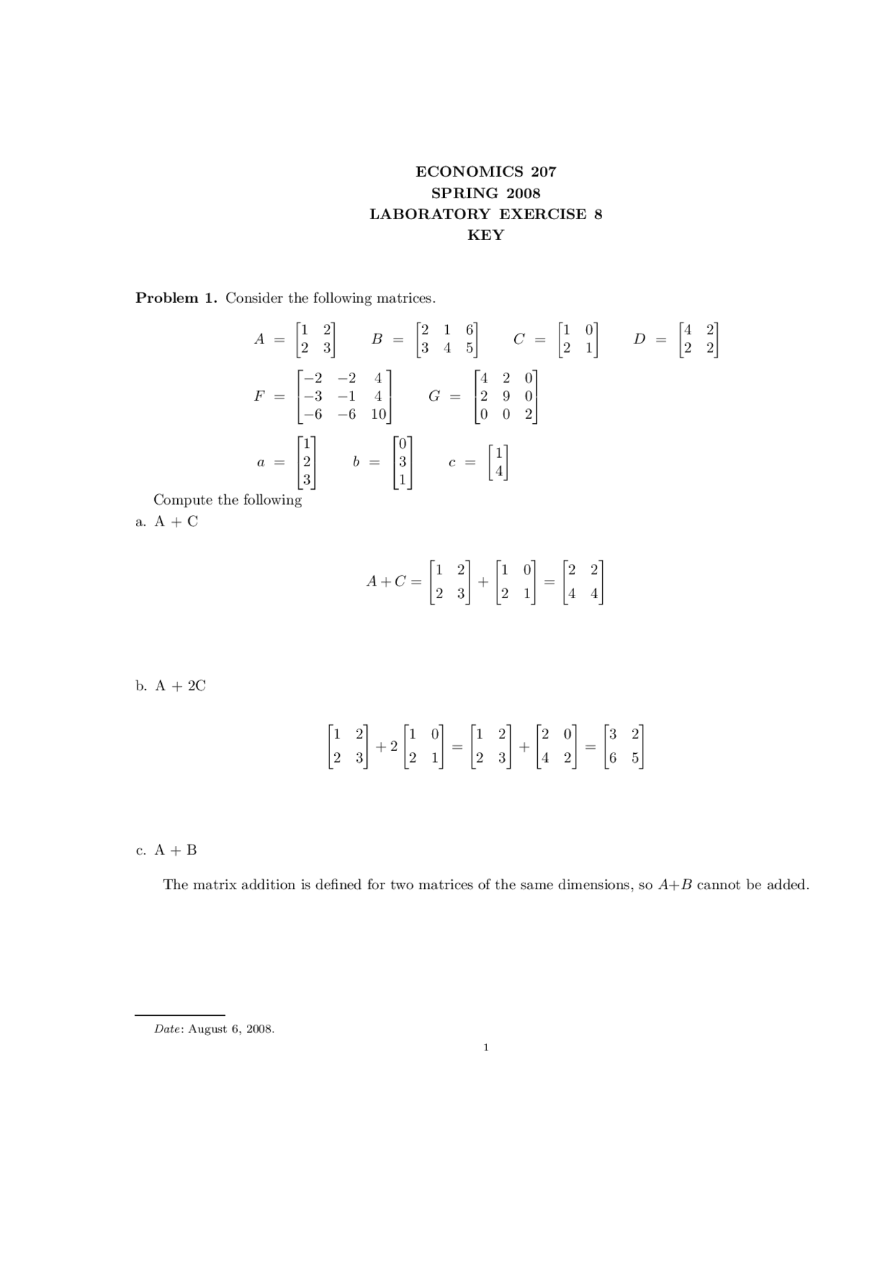 Lab 8 With Solutions For Applied Economics Optimization Econ 207