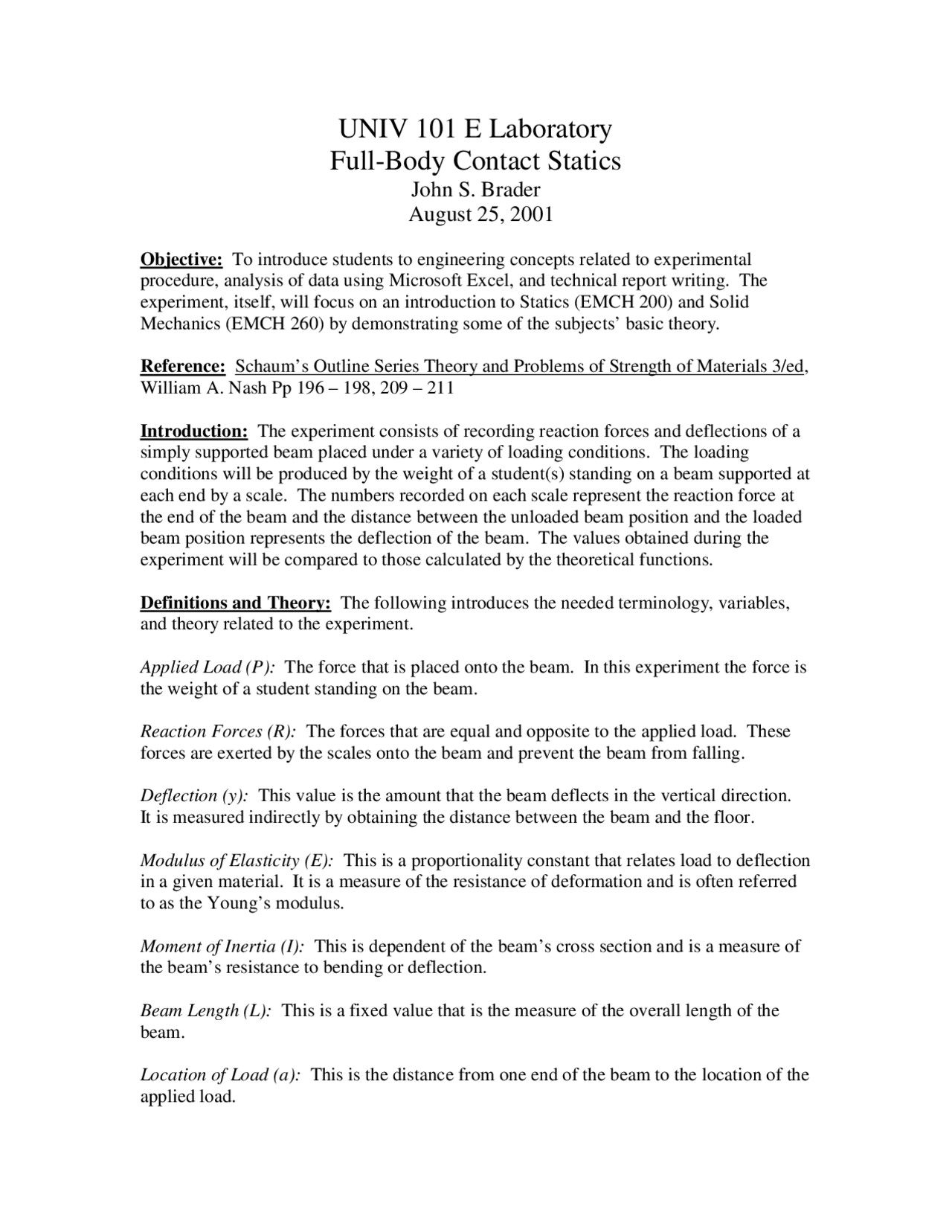 Full Body Contract Statics - Student in University - Lab | UNIV 101 ...
