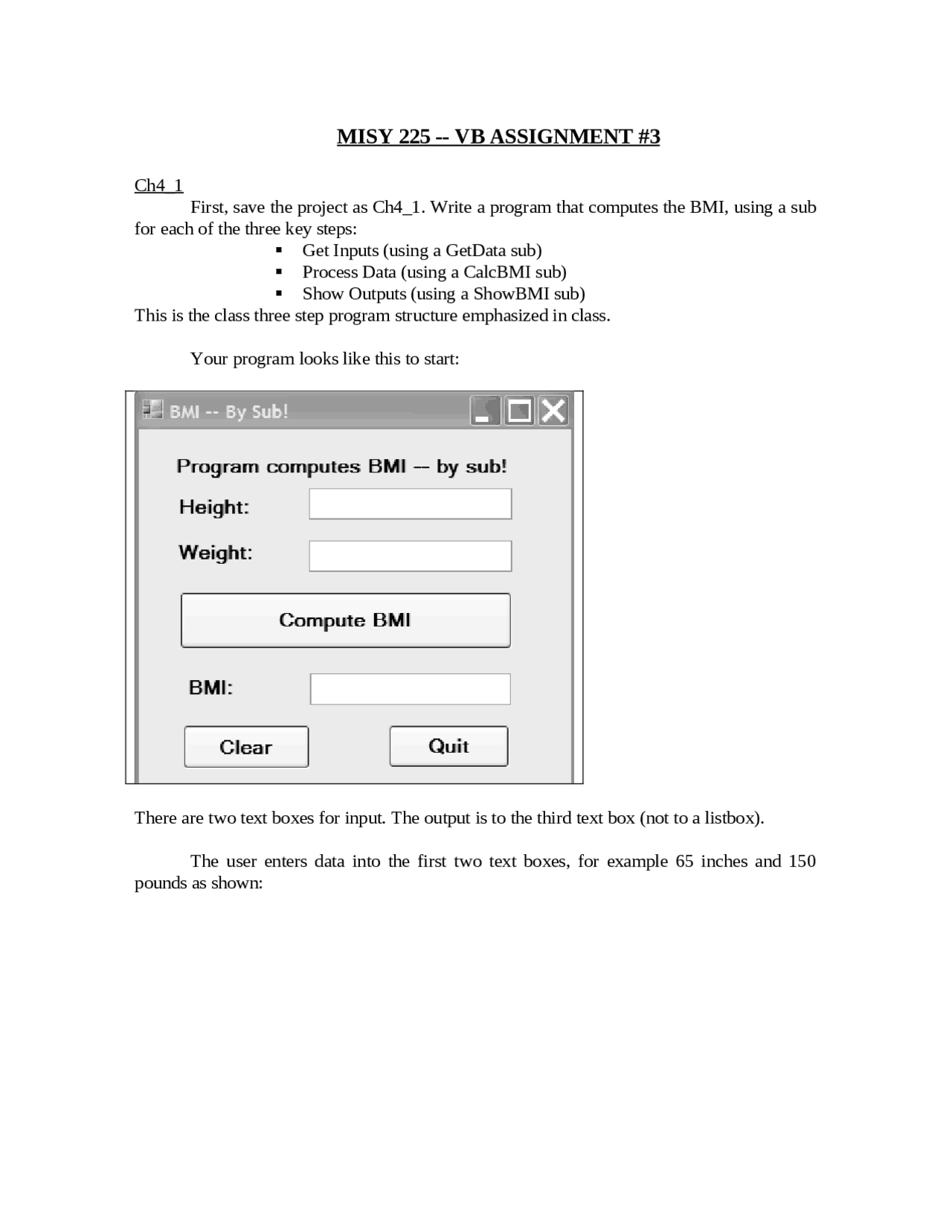 Vb Assignment Iii Introduction To Programming Business Applications Misy 225 Docsity