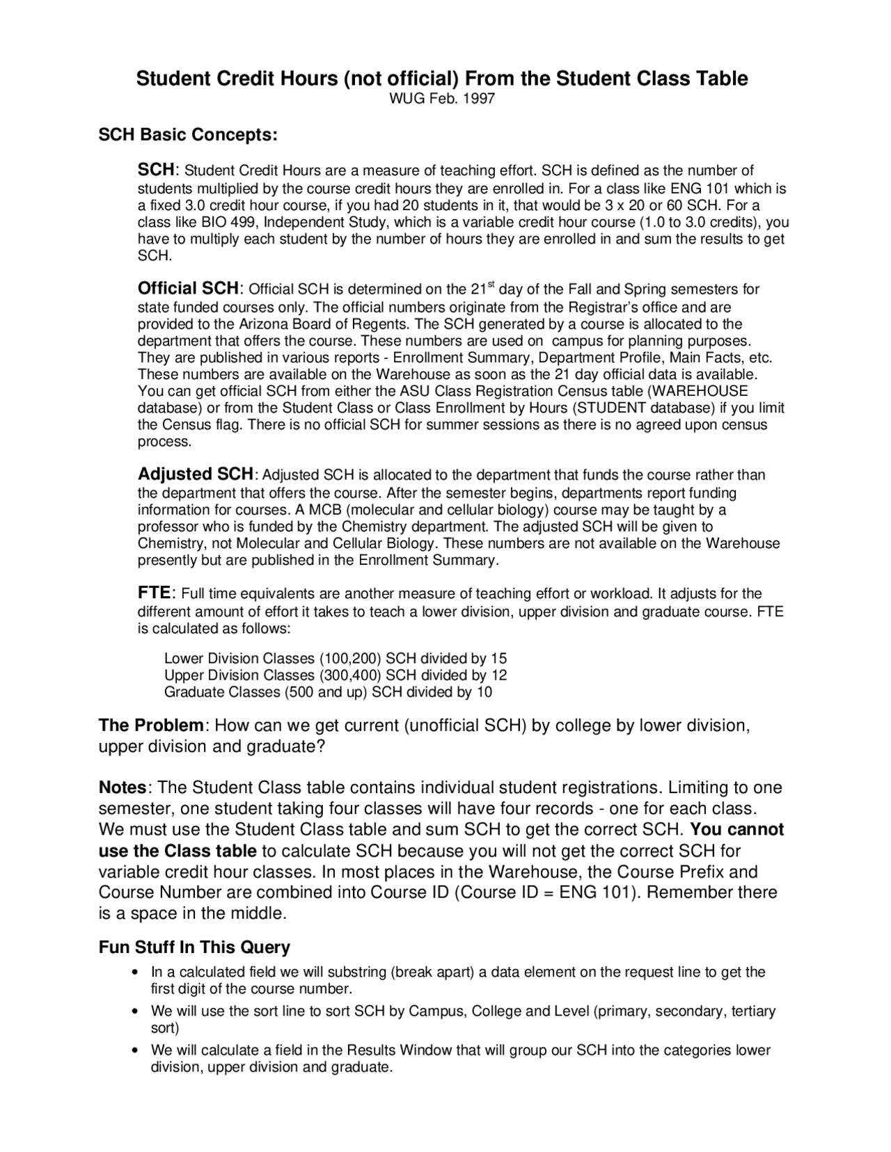Notes on Student Credit Hour Concepts - First-Year Composition | ENG ...